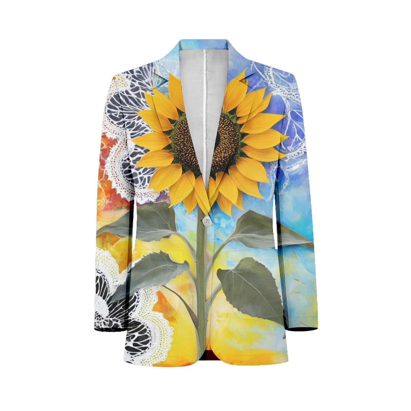 Gratitude Sunflower Art Print Mens Suits Shawl Collar Slim Fit Suit ...