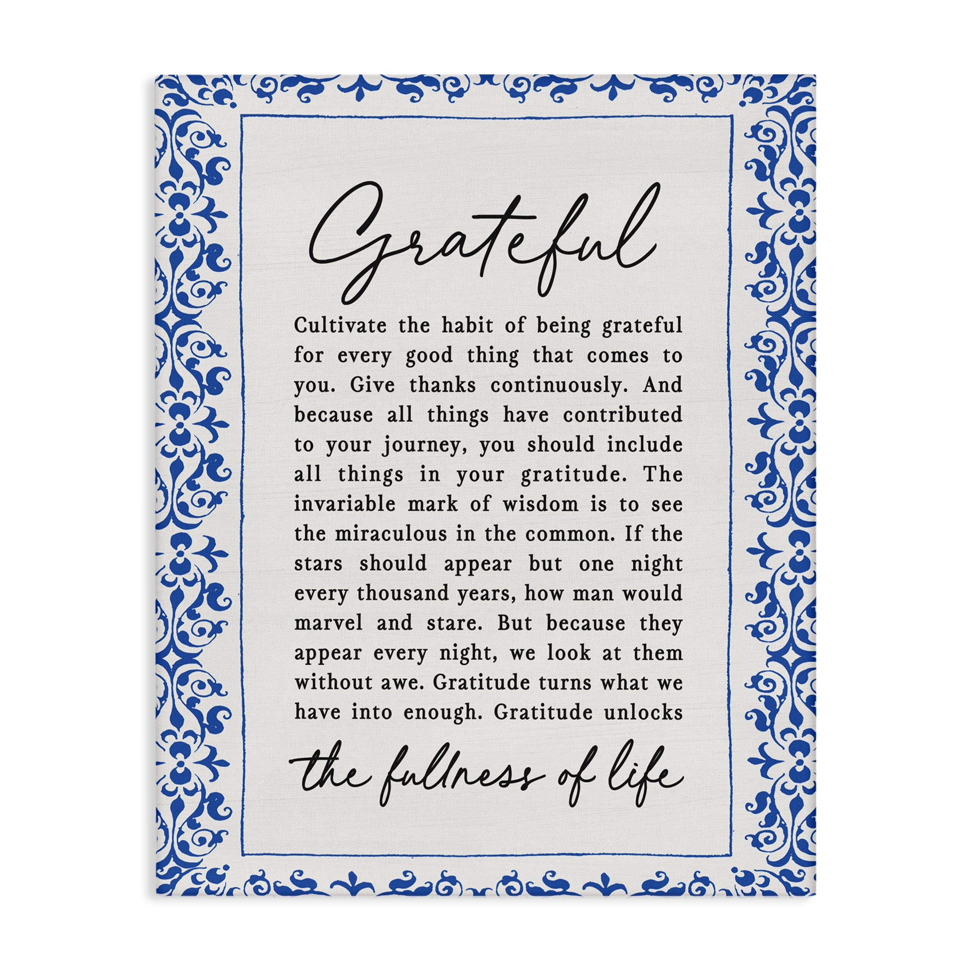Gratitude Unlocks Fullness Of Life Canvas Wall Art, design by Lettered ...