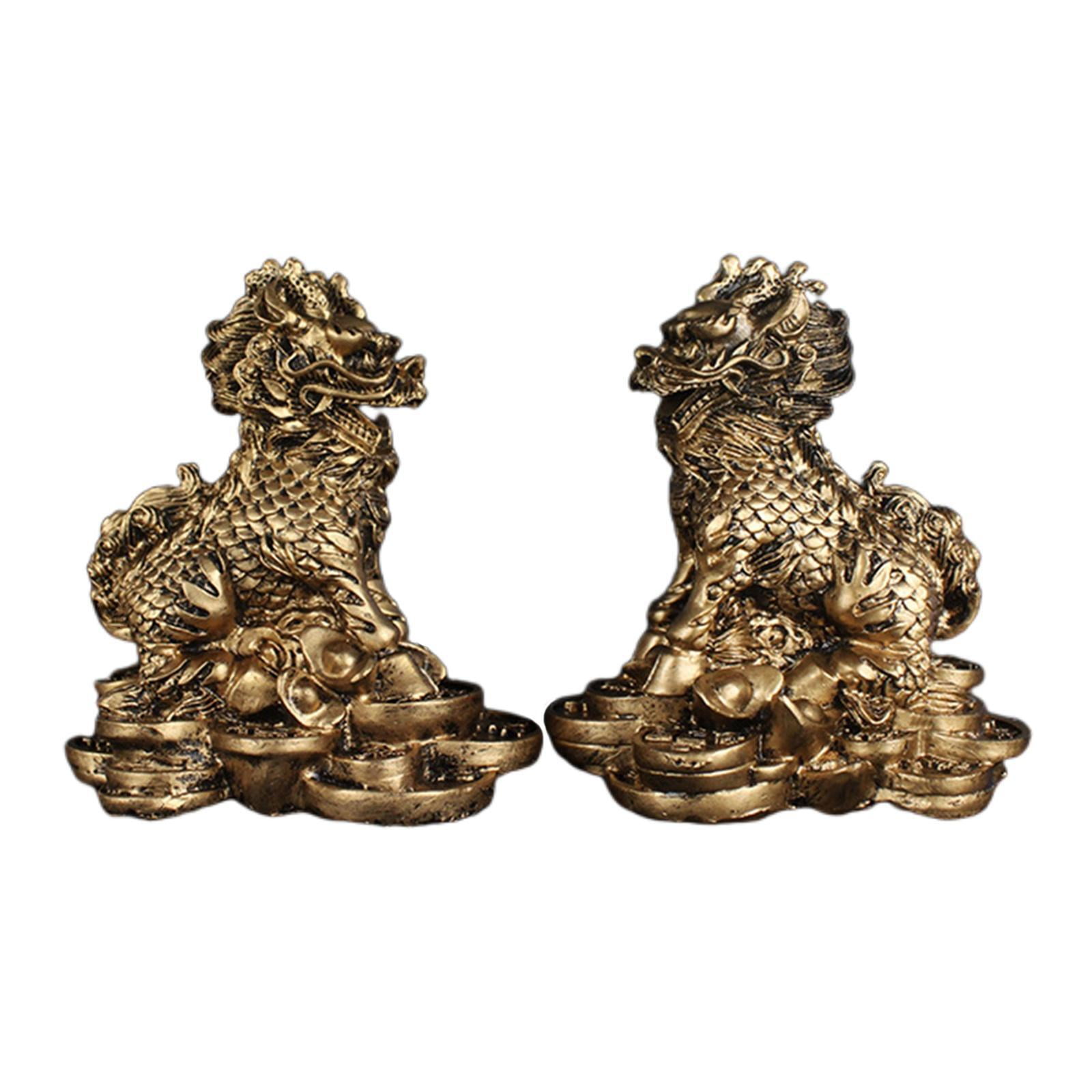 Gratying 1 Pair Chinese Fengshui Kylin Chi-lin Qilin God Beast Statue ...