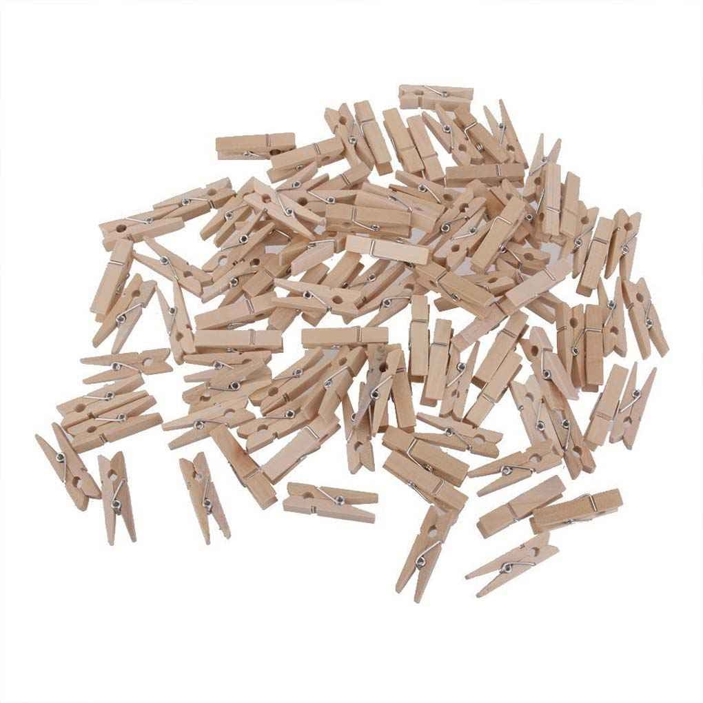 Gratying 100 Pieces Mini Natural Wooden Pegs Log Color Cloth Clips with ...