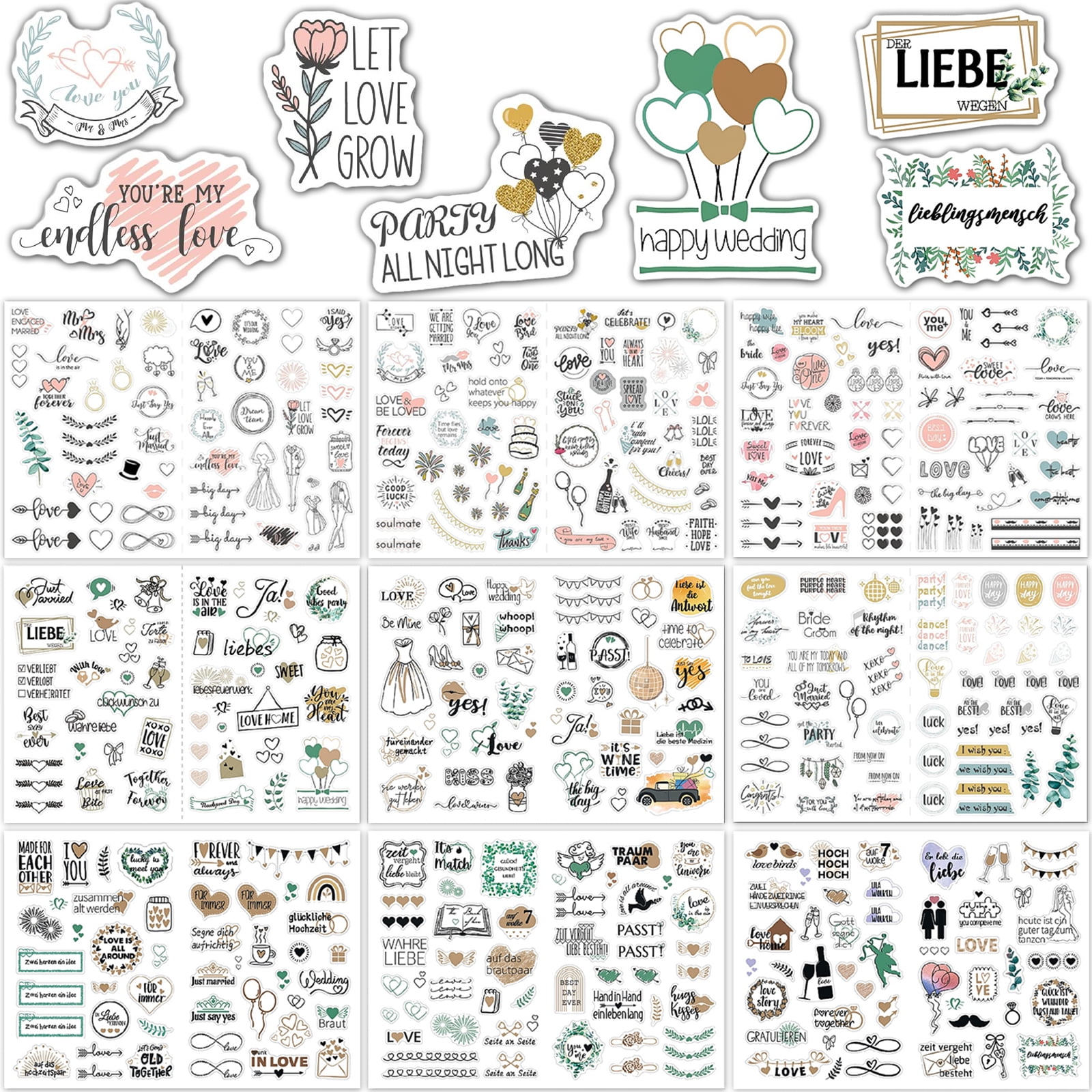 Gratying 5pieces Scrapbooking Stickers Set Unique Designs For Wedding ...