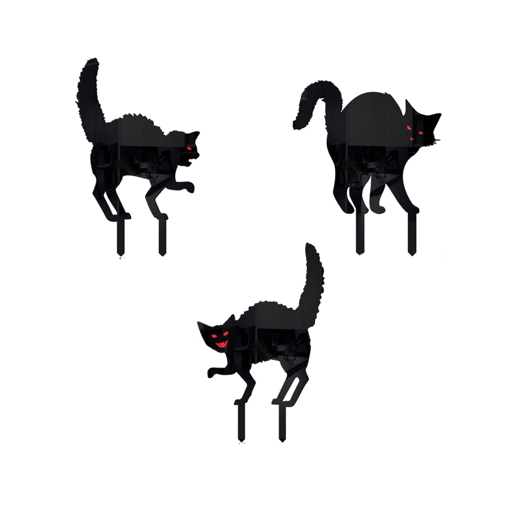 Gratying Acrylic Cat Silhouette Halloween Yard Signs - Ambience With ...
