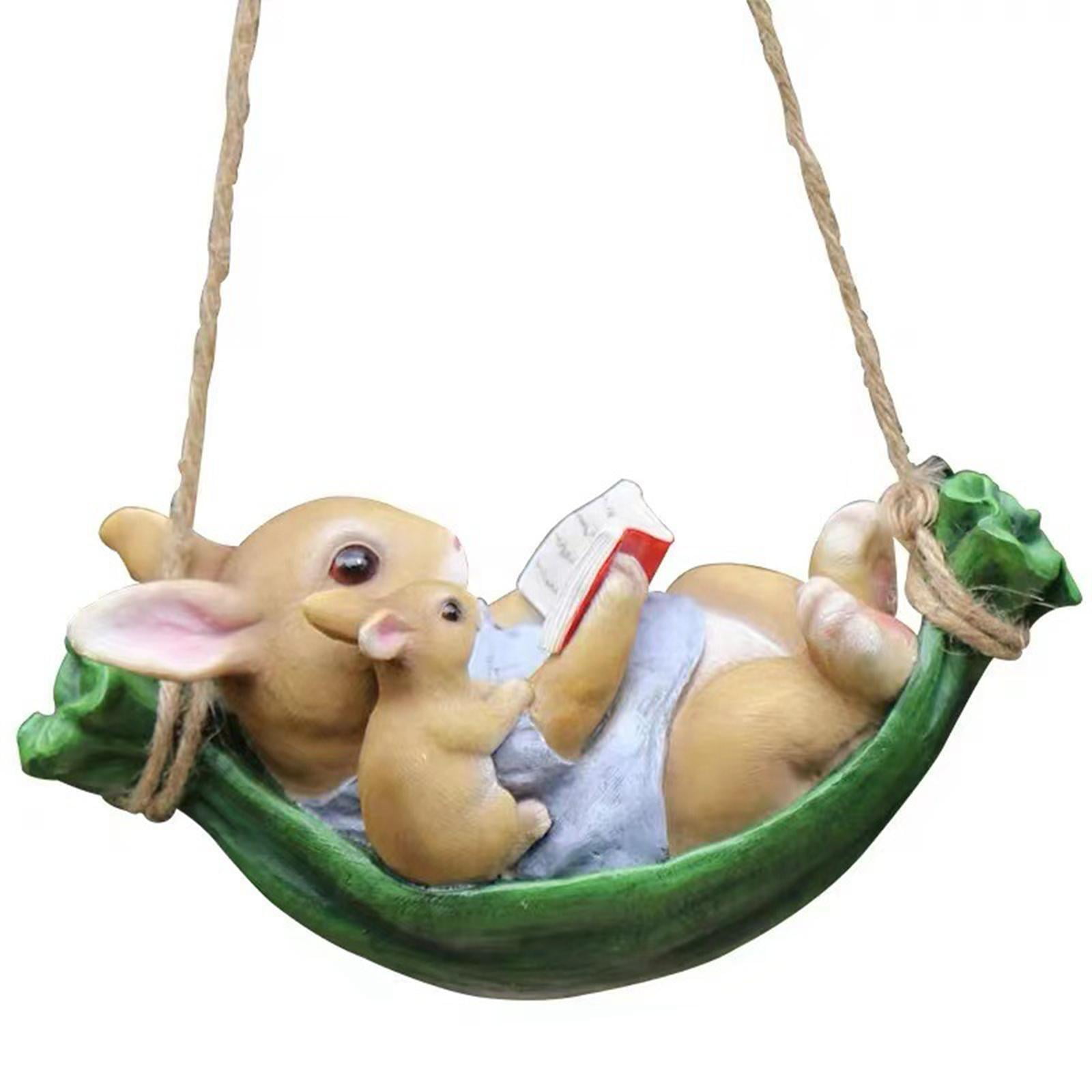 Gratying Hand-Painted Hanging Swing Animal Statue Garden Sculpture ...