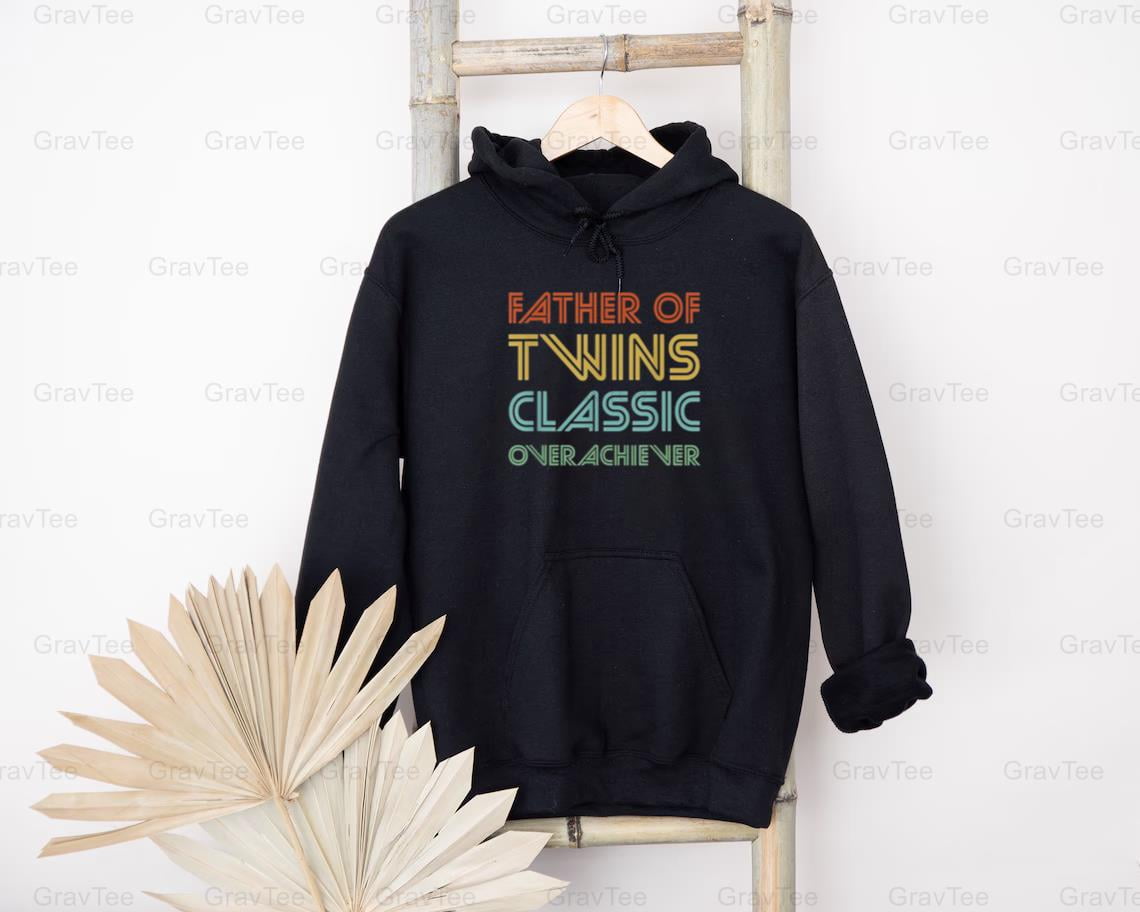 GravTee16 Mens Father Of Twins Classic Overachiever Funny Dad Graphic ...