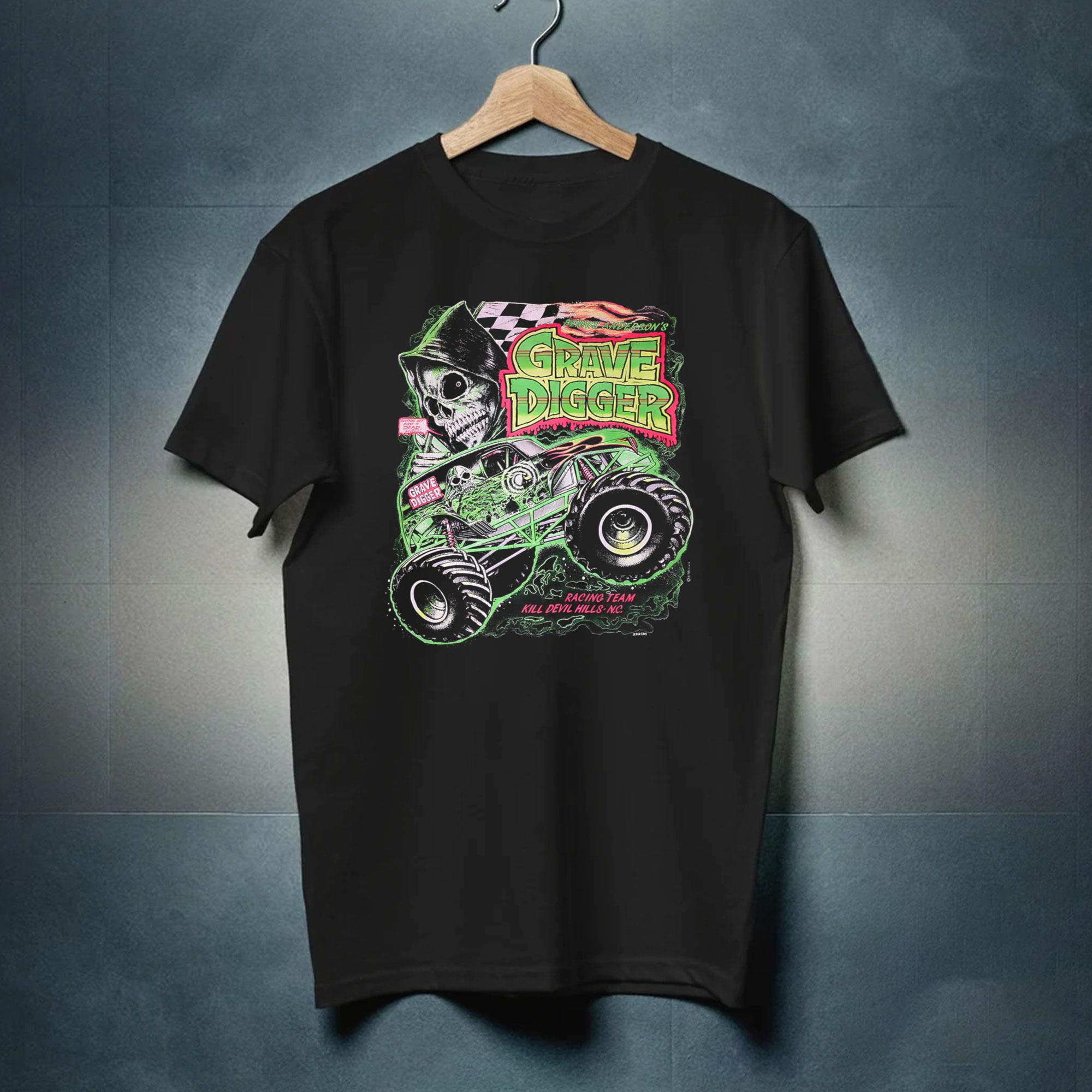 Grave Digger Racing Team Monster Truck Charcoal T shirt Men Women tee ...