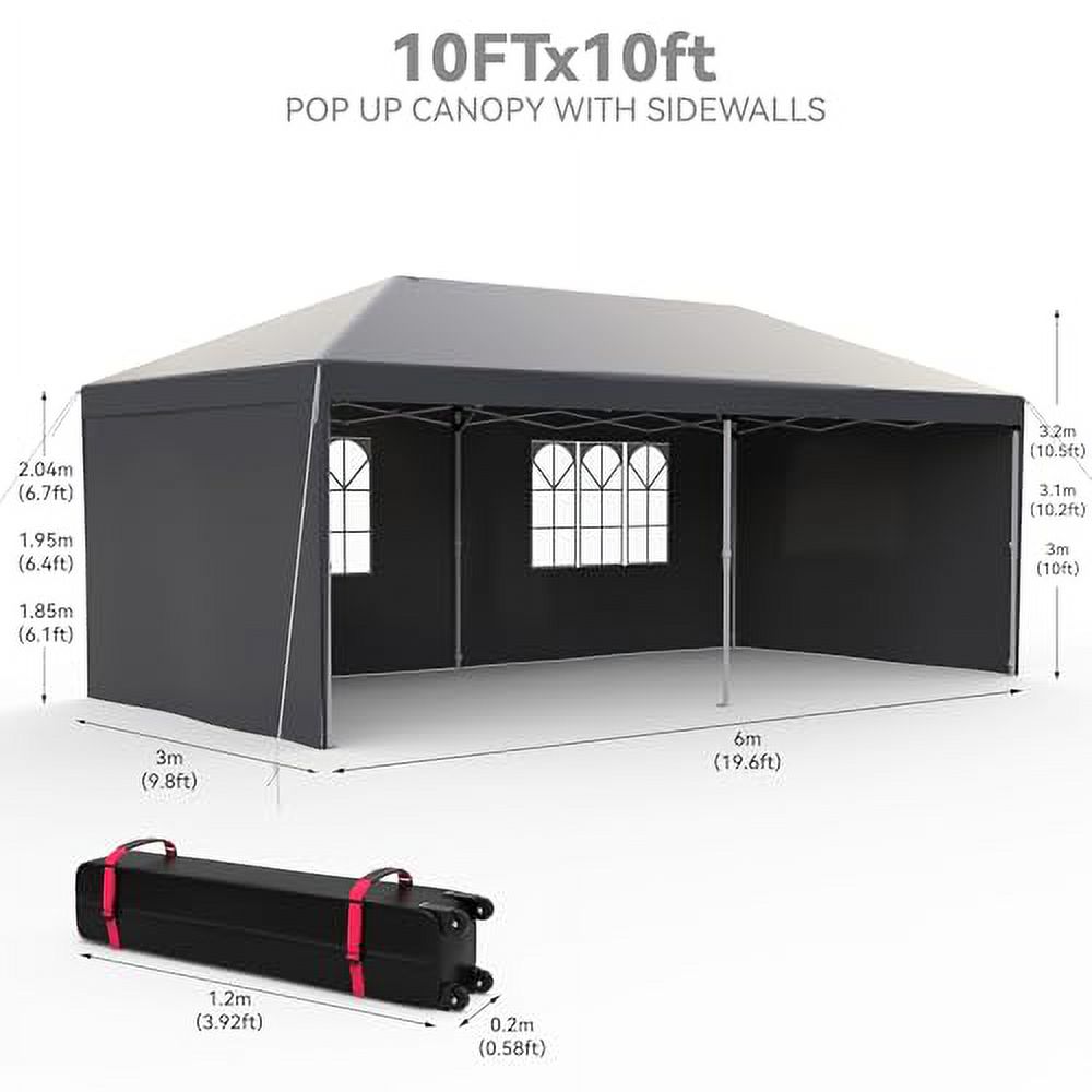 GraveeLife 10x20FT Pop Up Canopy Tent with Sidewalls, Portable Outdoor ...