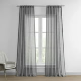 Gravel Grey Solid Faux Linen Sheer Curtain (1 Panel), Gravel Grey, 50W X 108L - Walmart.com