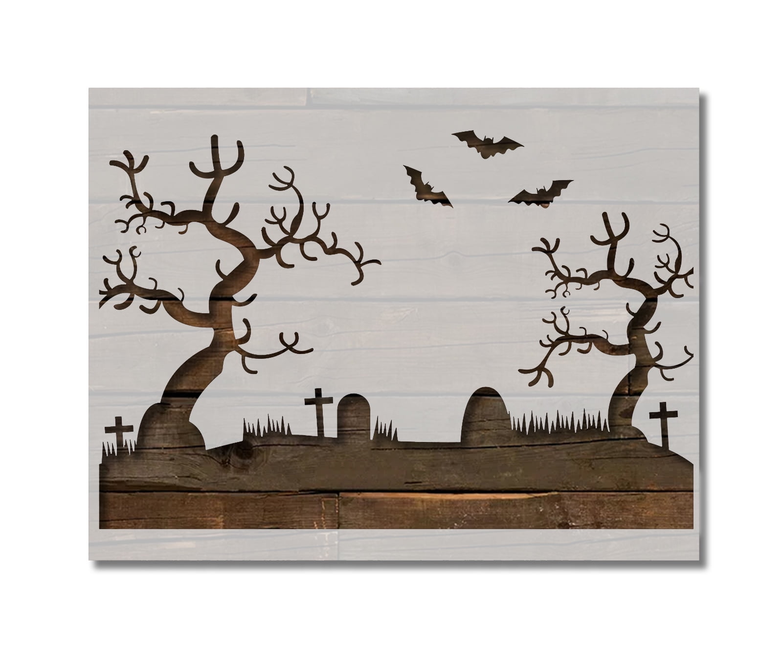 Graveyard Cemetery Halloween Stencil Template Reusable 8.5 x 11 Inches ...