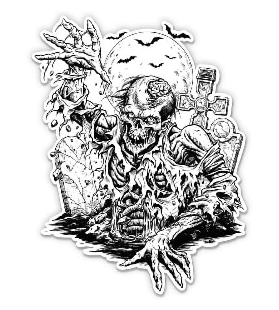 Graveyard Horror Zombie - 5" Vinyl Sticker - For Car Laptop I-Pad ...