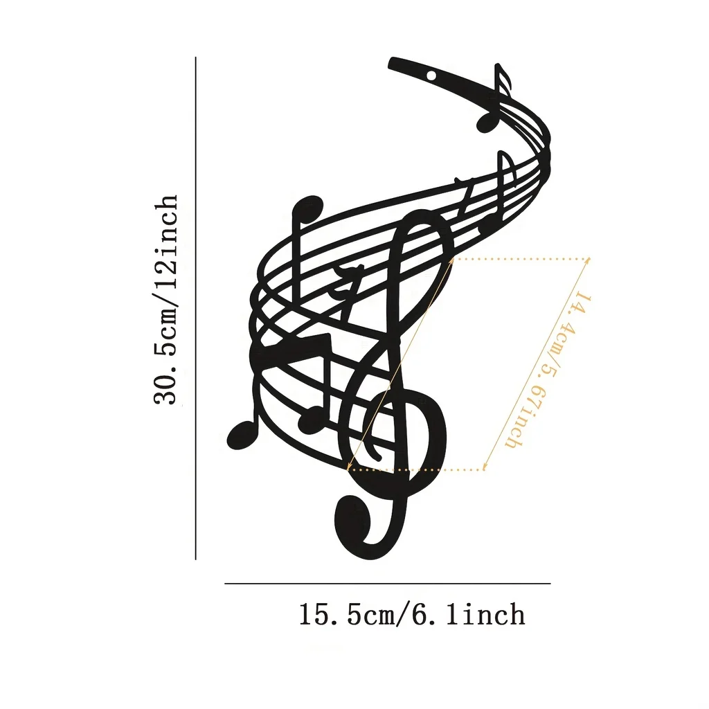 Black Wall Signs, Music Notes Wall Art Metal Wall Decor, Hanging ...