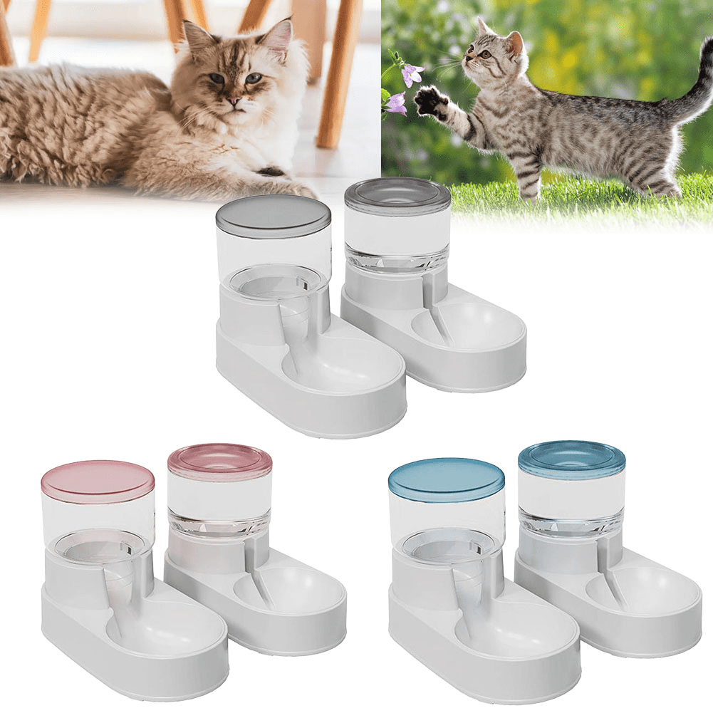 Gravity Cat Feeder and Water Dispenser, 2 in 1 Automatic Pet Waterer ...