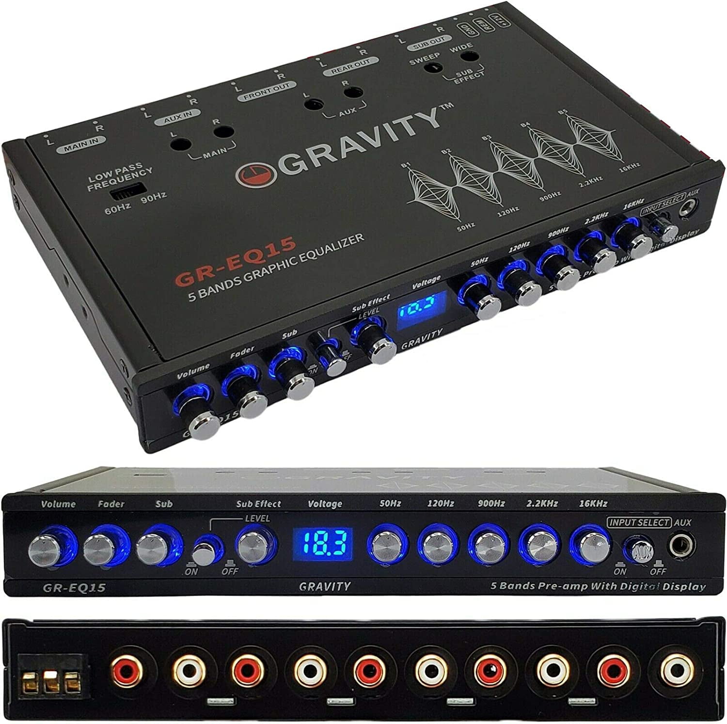 Gravity EQ15 1/2 Din Five Equalization Bands Car Audio Equalizer EQ ...