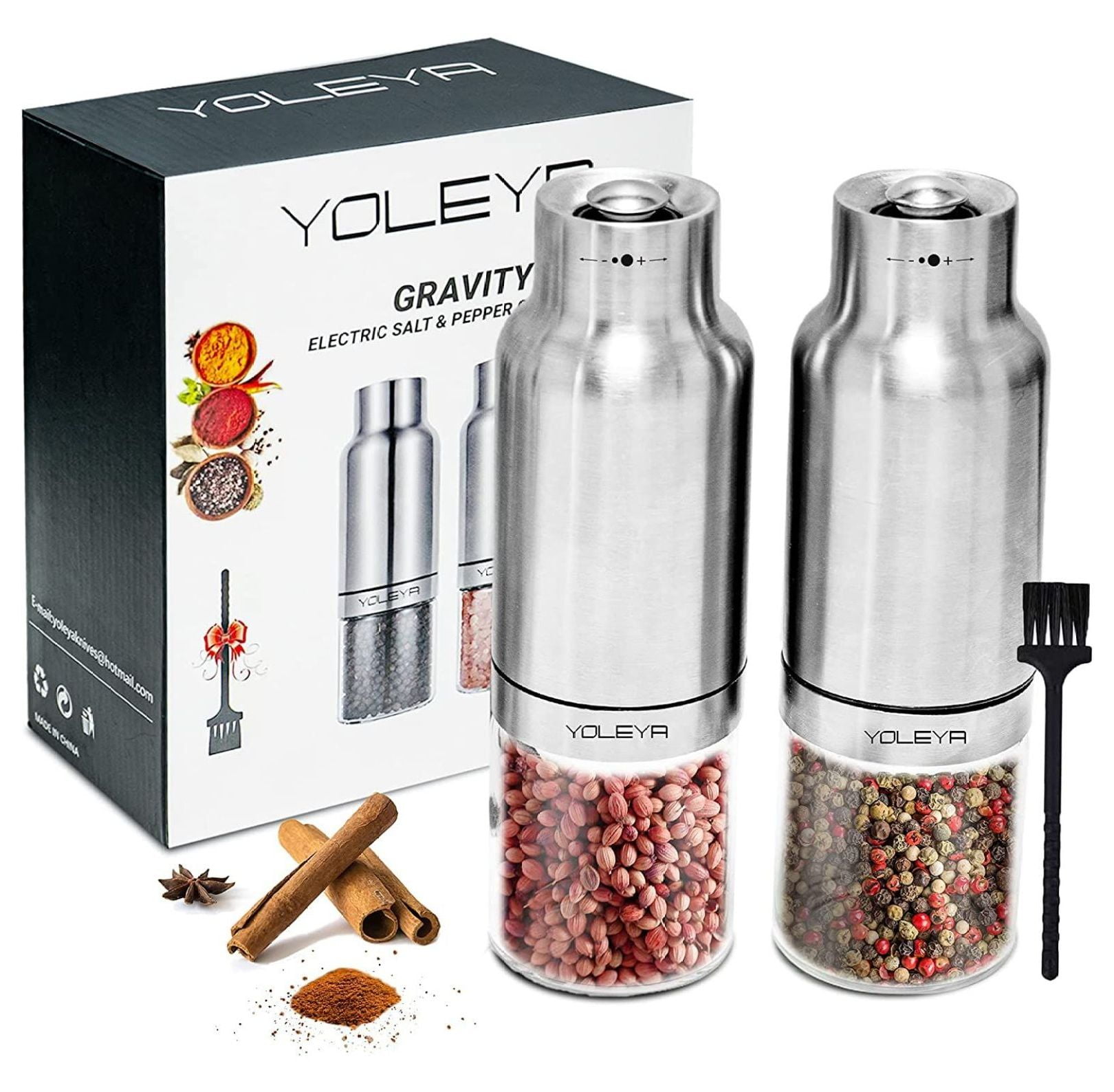 Gravity Electric Salt and Pepper Grinder- Automatic Pepper or Salt Mill ...