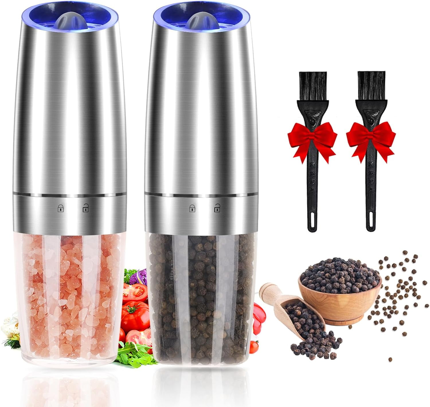 Electric salt and pepper grinder set store