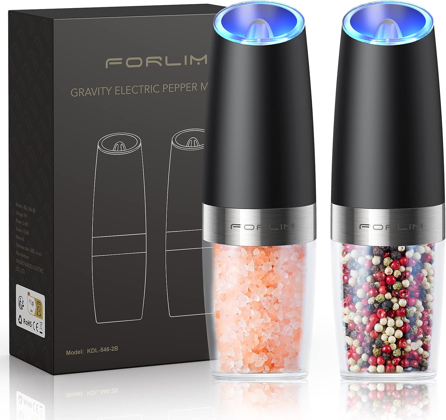 Gravity Electric Salt and Pepper Grinder Set, Automatic Pepper Grinder ...