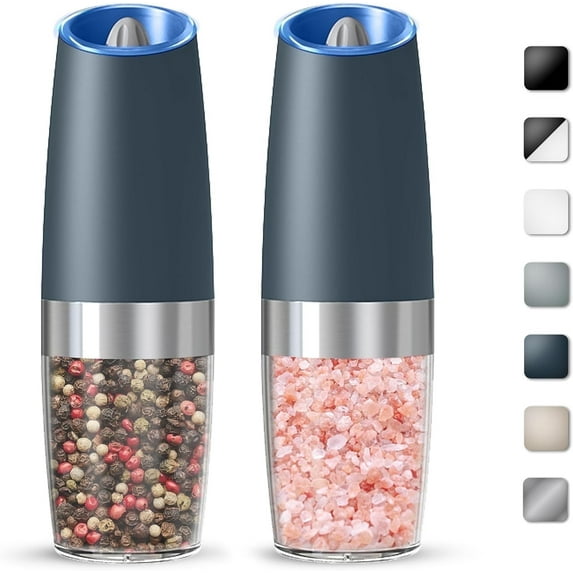 Dompilc Gravity Electric Salt & Pepper Grinder Set – Battery-Powered (6 ...
