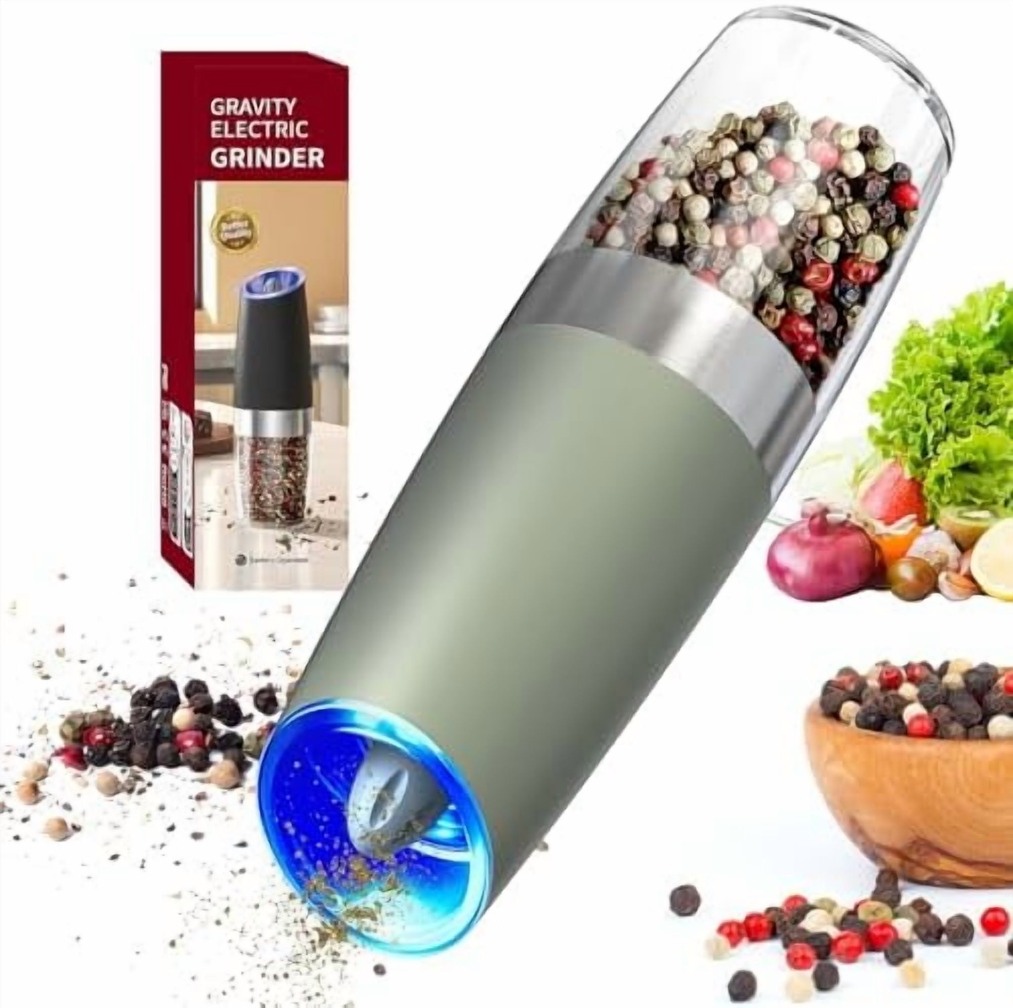 Gravity Electric Salt and Pepper Grinder Set Automatic Salt and Pepper ...