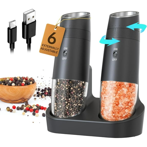 Gravity Electric Salt and Pepper Grinder Set Automatic Shakers Upgraded ...