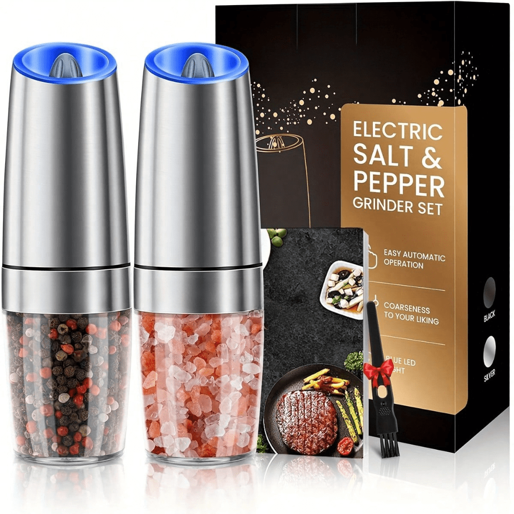 Gravity Electric Salt And Pepper Grinder Set, Light One Hand Automatic ...