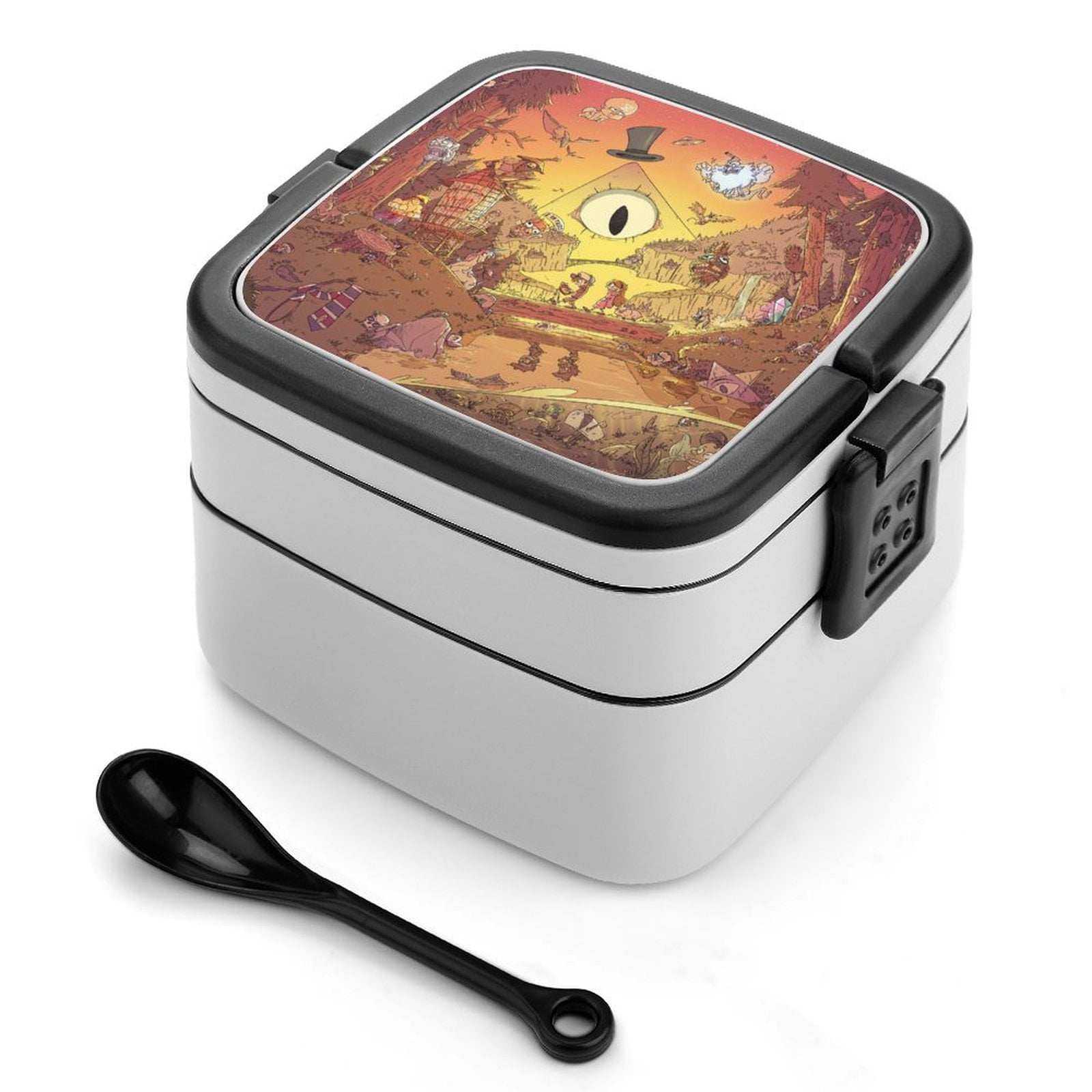 Gravity Fall Bento Box Double Layer Lunch Box with Spoon And Handle ...