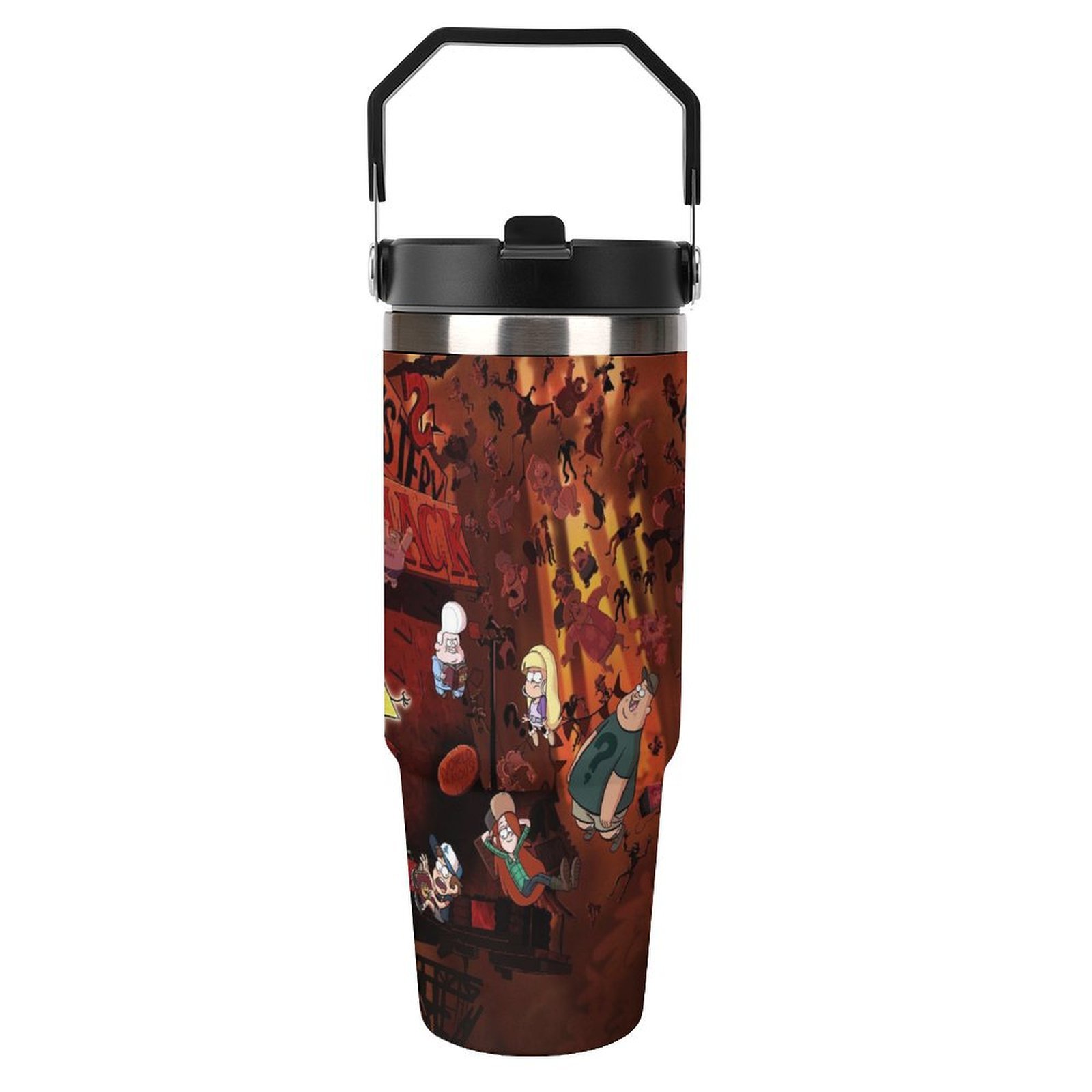 Gravity Falls 30 OzTumbler with Handle And Straw, Stainless Steel ...