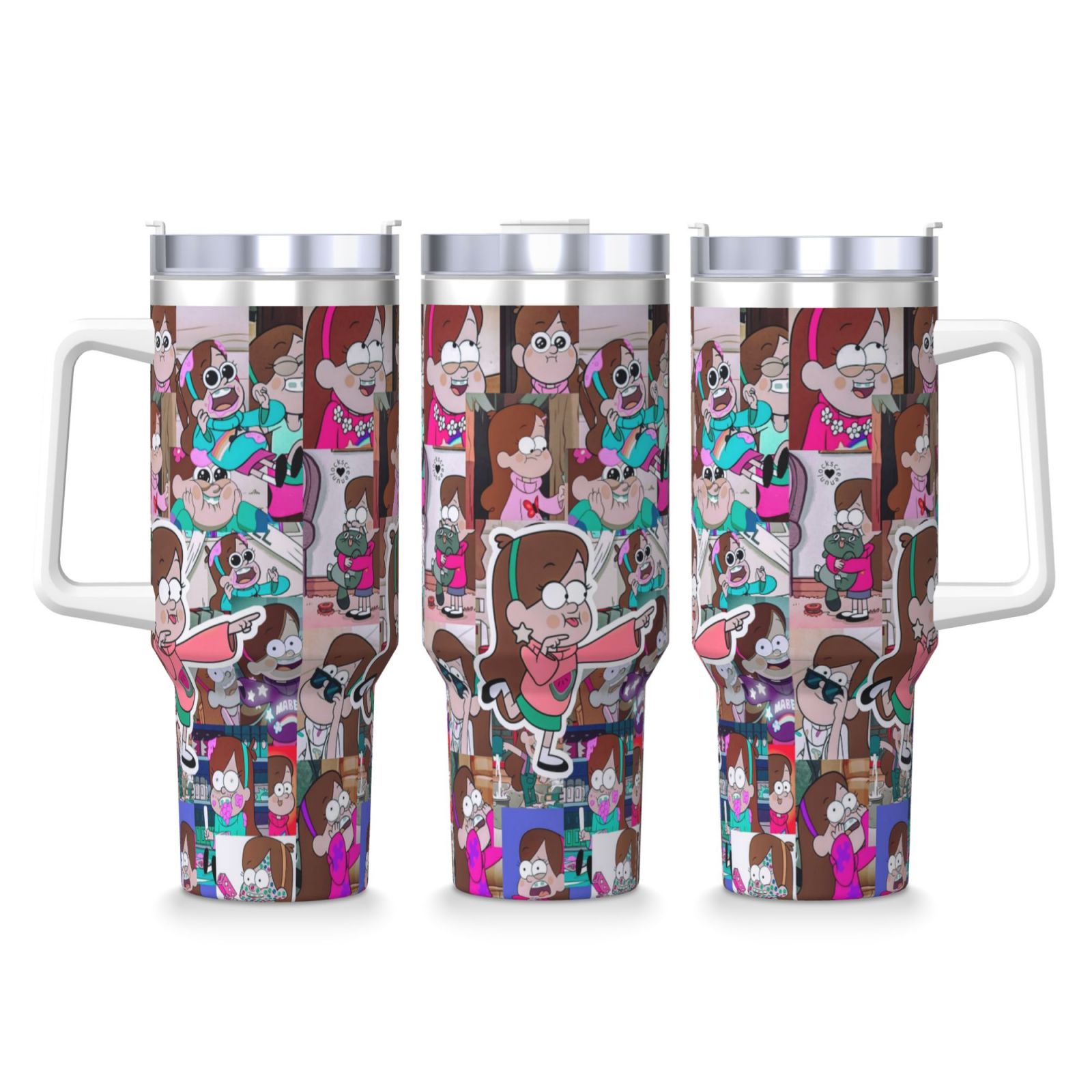 Gravity Falls 40 OZ Ice Bully Cup with Handle Straw Lid, Double Wall ...
