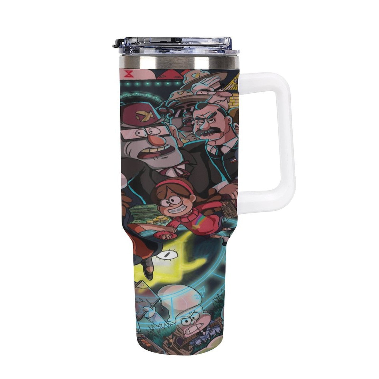 Gravity Falls 40 Oz Tumbler with Handle And Straw, Stainless Steel ...