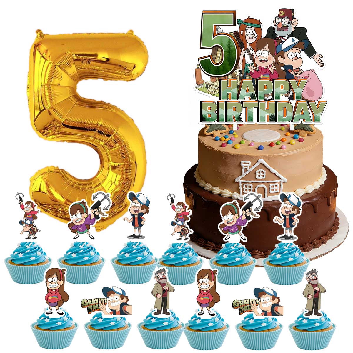 Gravity Falls 5th Party Supplies Decoration Cake Topper Cupcake Big ...