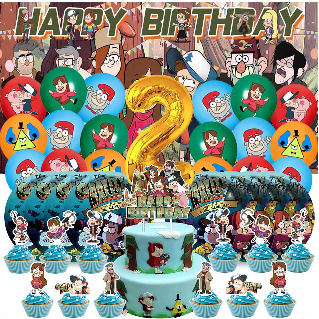 Gravity Falls Balloons Party Supplies 2nd Decor Tableware Birthday Cake ...