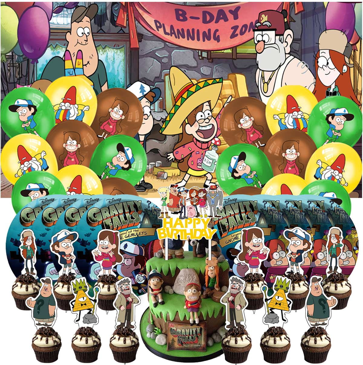 Gravity Falls Balloons Party Supplies Decorations Plates Banner Cake ...