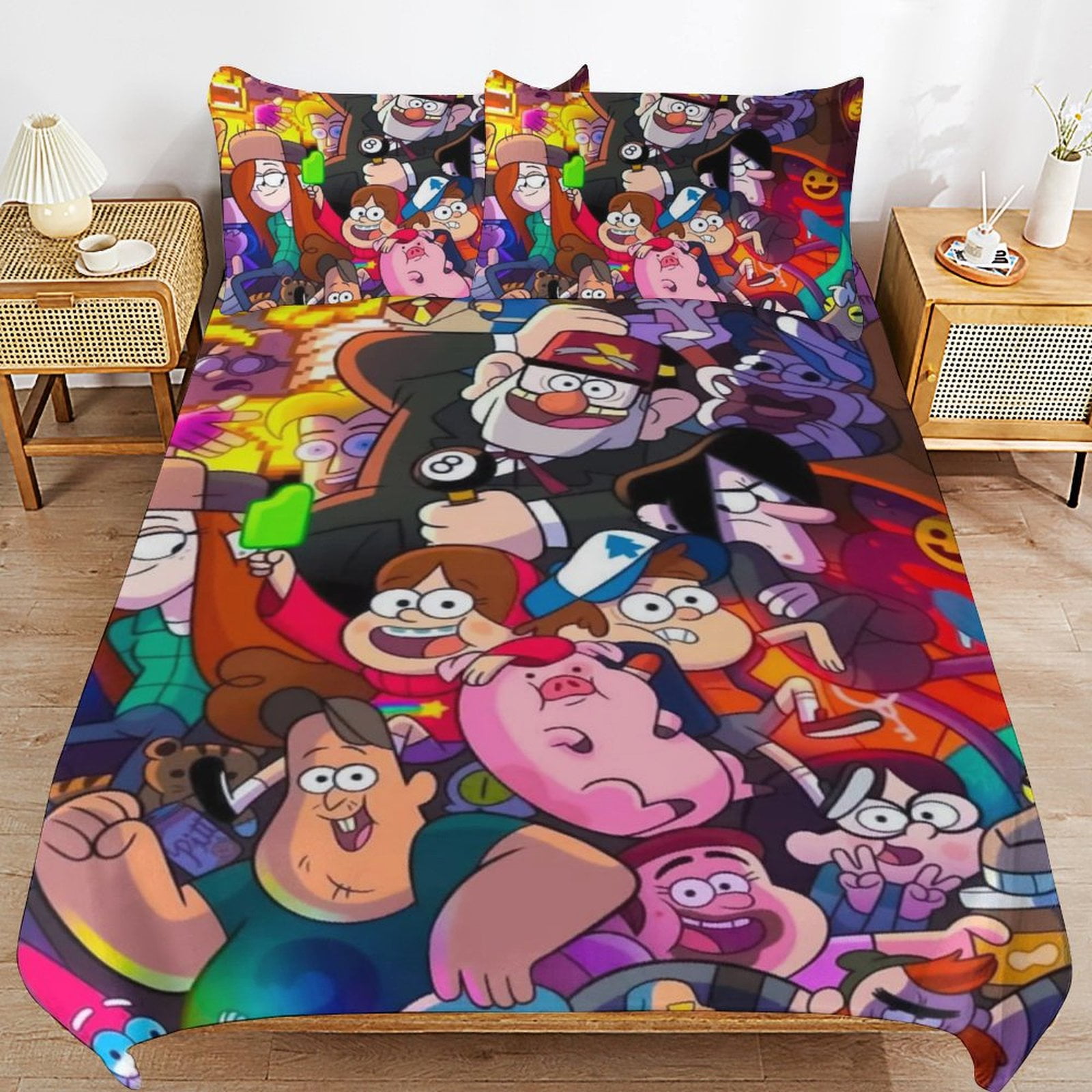 Gravity Fall Bedding Set Anime Bedding Set Cartoon Duvet Cover Set with ...