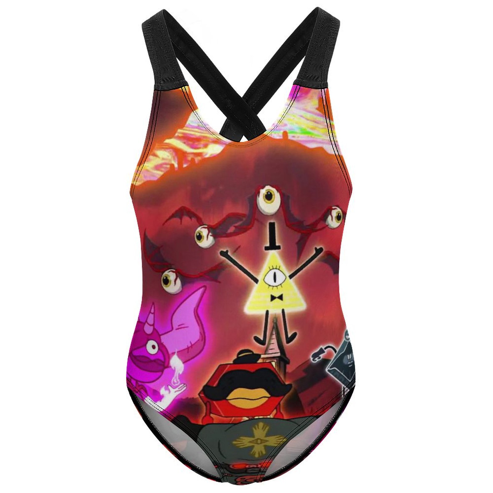 Gravity Falls Bill Cipher Cartoon Children's One-piece Swimsuit Girl's ...