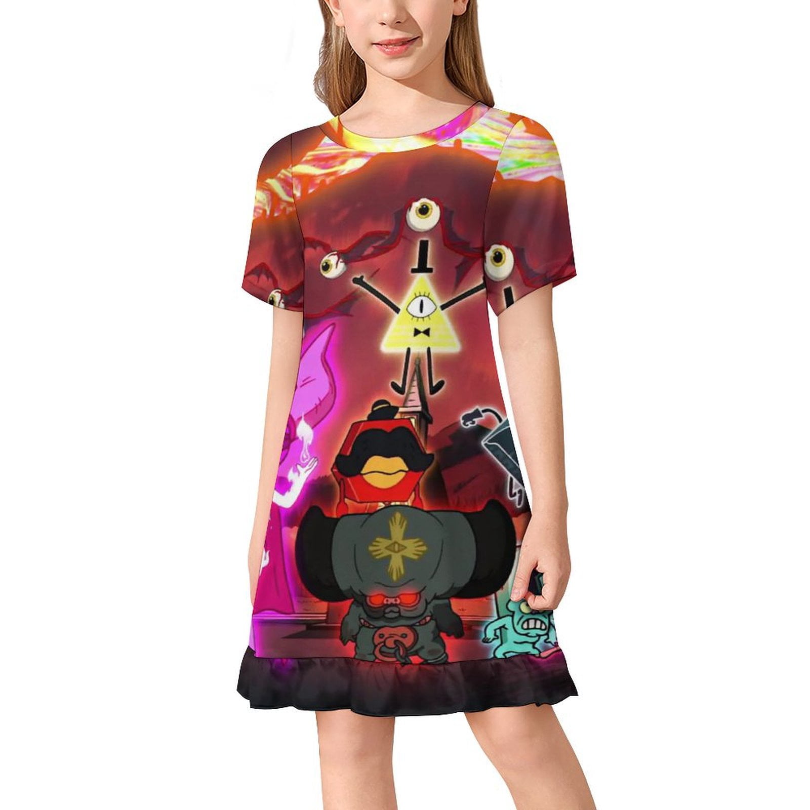 Gravity Falls Bill Cipher Cartoon Children's Short Sleeved Dress 3D ...
