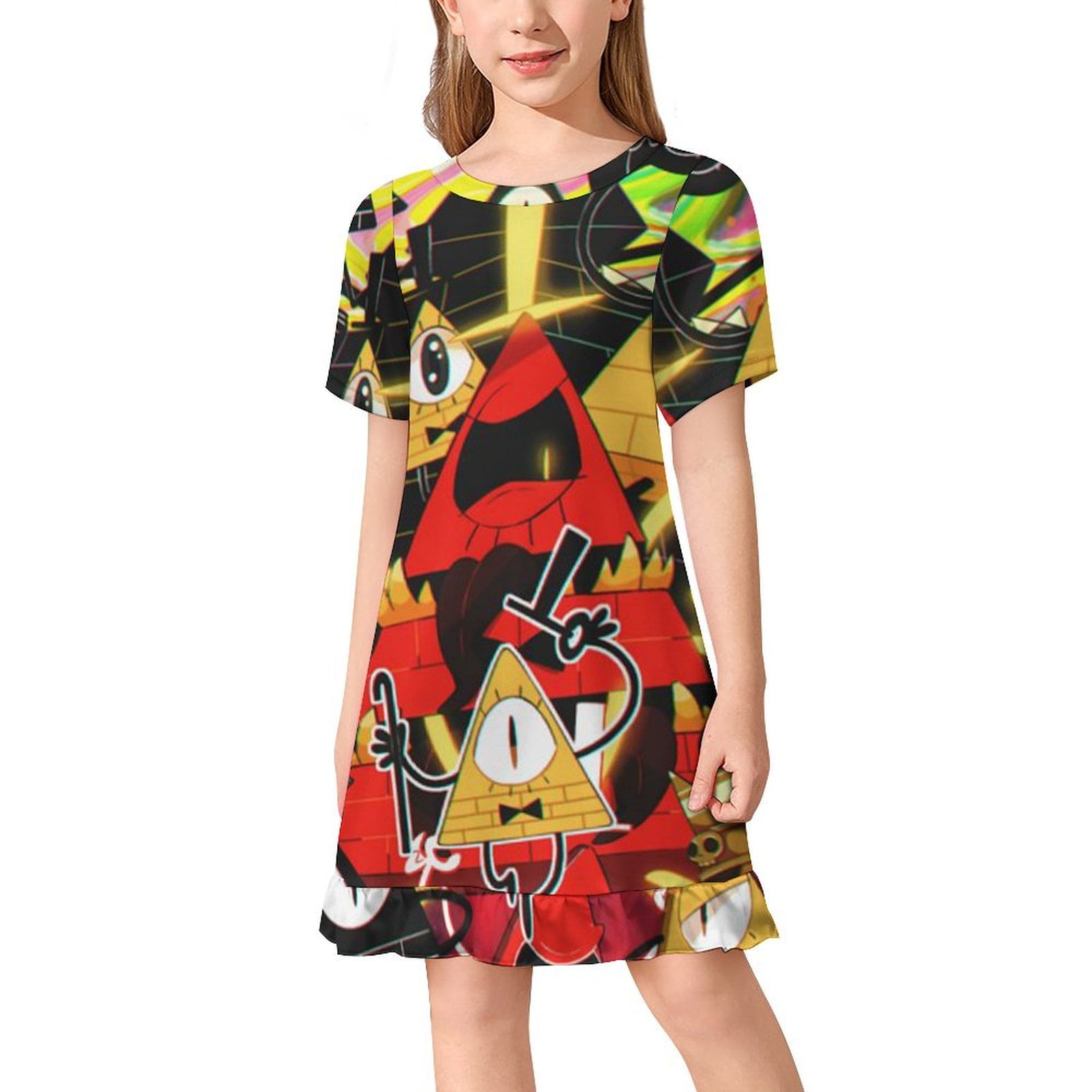 Gravity Falls Bill Cipher Pattern Children's Short Sleeved Dress 3D ...