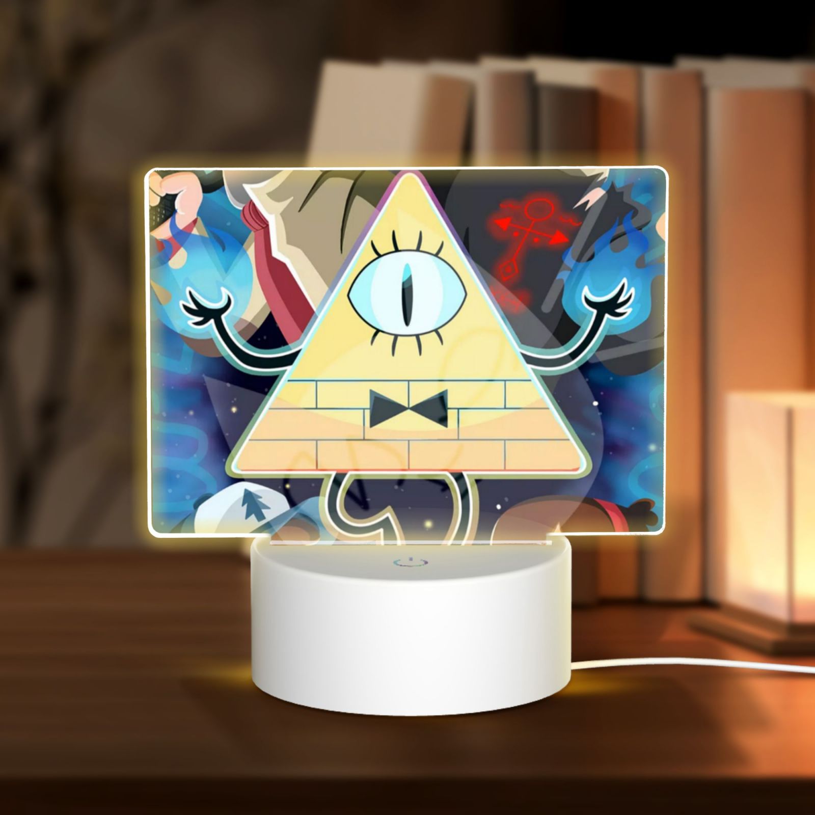 Gravity Falls Bill Cipher Rectangular Acrylic Night Light USB Cable Lamp Light Display Base LED ...
