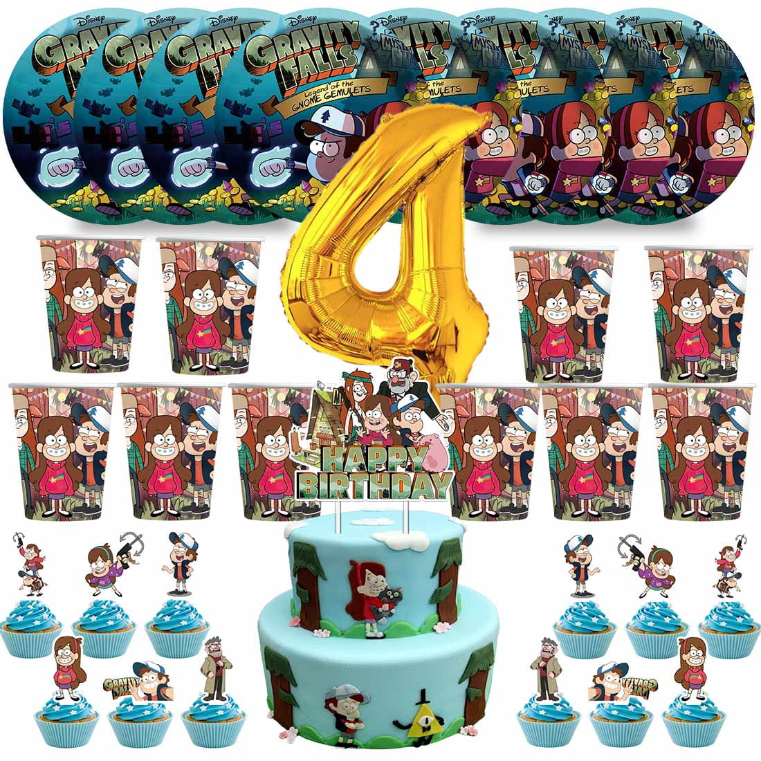 Gravity Falls Birthday 4th Cups Party Supplies Plates Fans Decorations ...