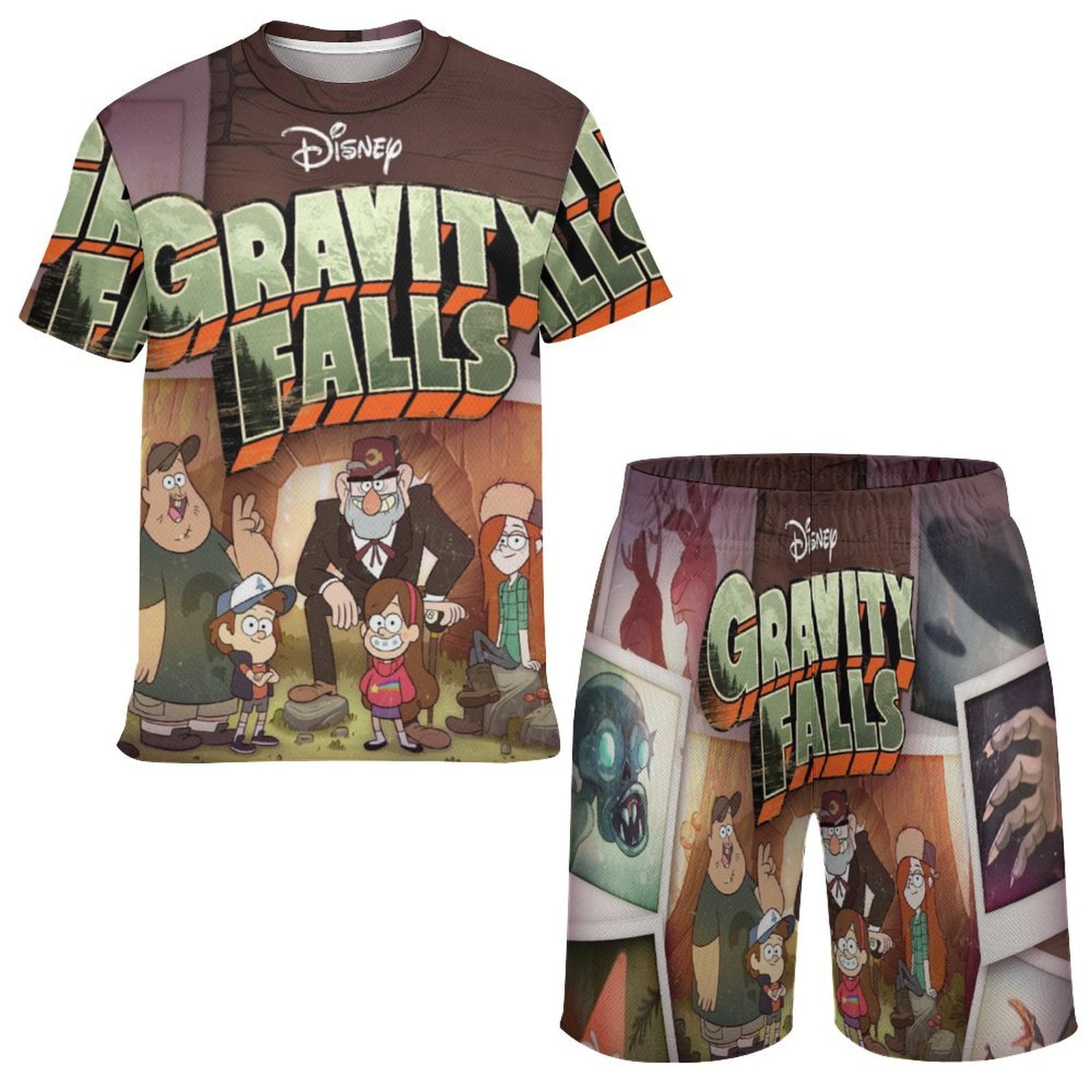Gravity Falls Boys Girls Short Sleeve Mesh T-Shirt And Shorts Outfit ...