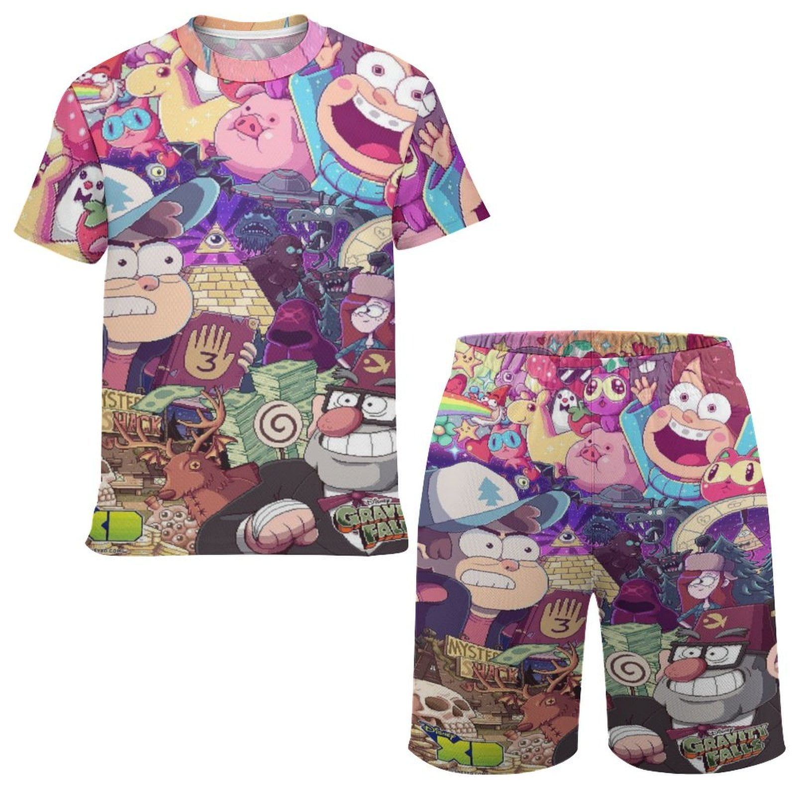 Gravity Falls Boys Girls Short Sleeve Mesh T-Shirt And Shorts Outfit ...