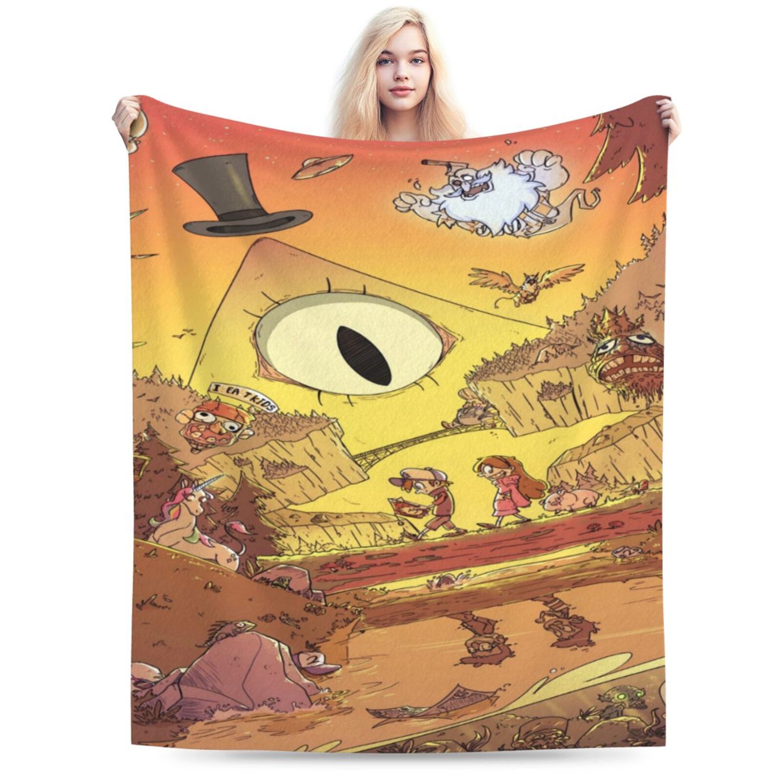 Gravity Falls Cartoon Fleece Blanket for Boys Girls Kids, Ultra Soft ...