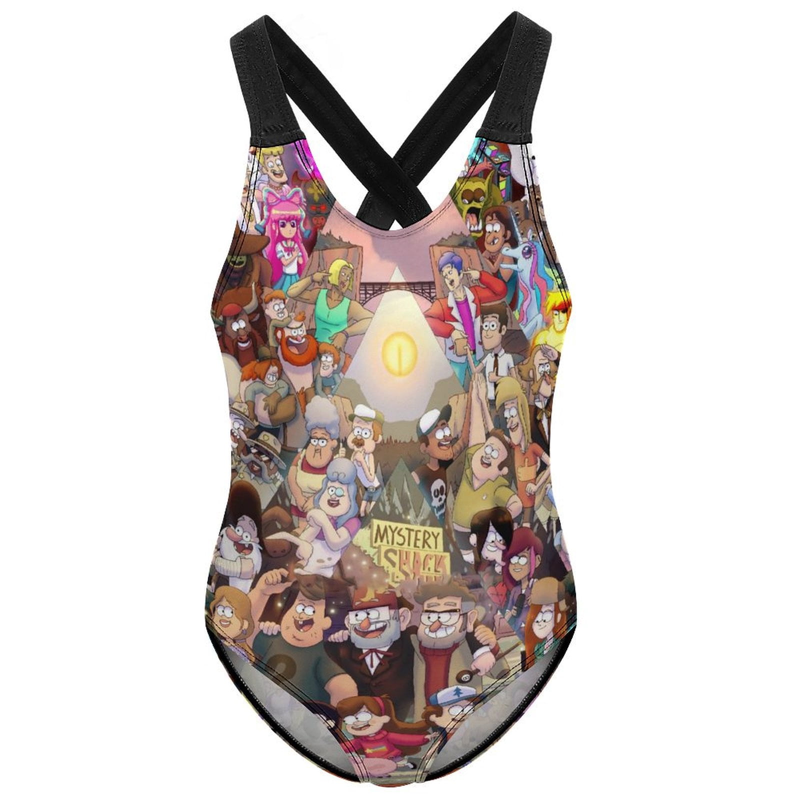 Gravity Fall Girls Swimwear Cartoon Cross Shoulder Swimsuit Bathing ...