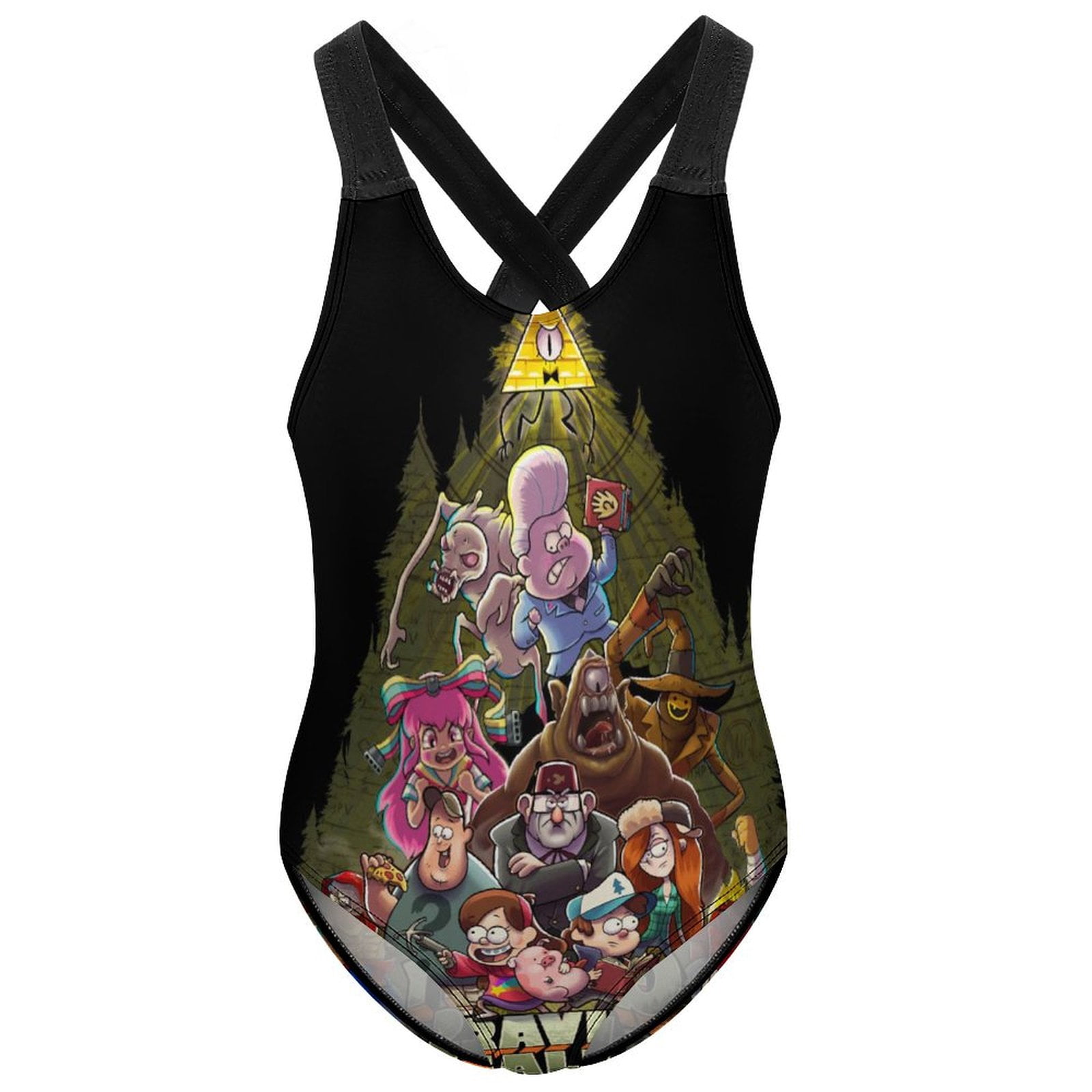 Gravity Fall Girls Swimwear Cartoon Cross Shoulder Swimsuit Bathing ...