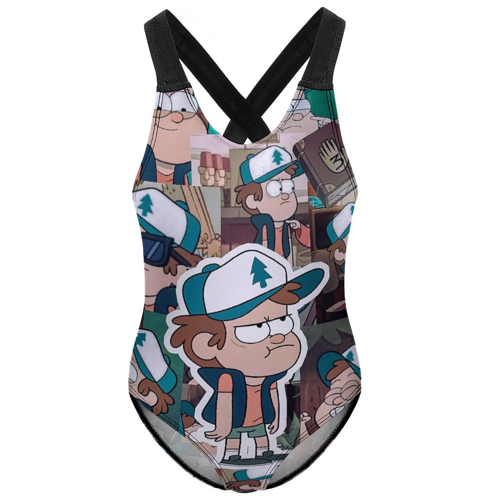 Gravity Fall Girls Swimwear Cartoon Cross Shoulder Swimsuit Bathing ...