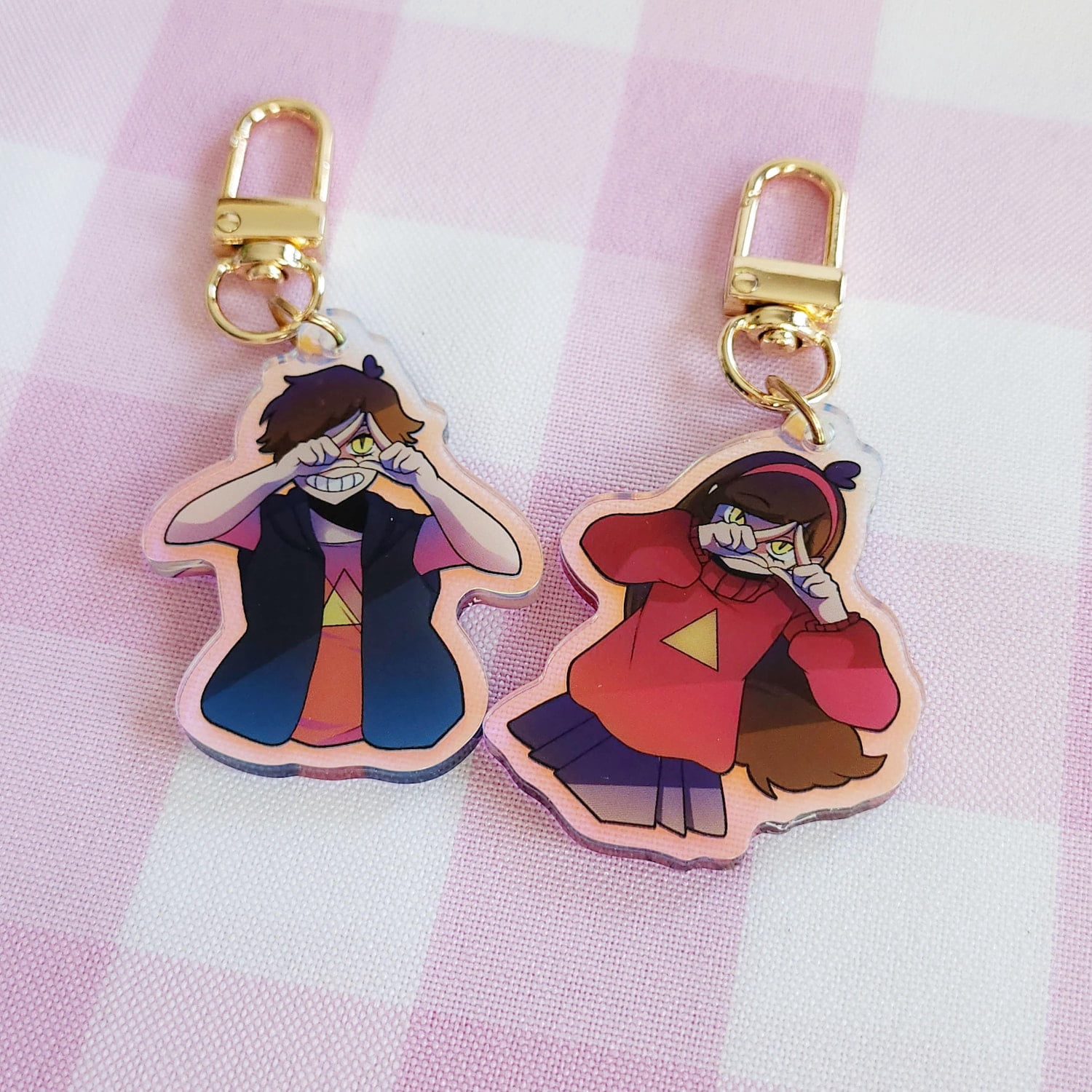 Gravity Falls Keychain • Mabel, Dipper & Bill Cipher • Double Sided 2 ...