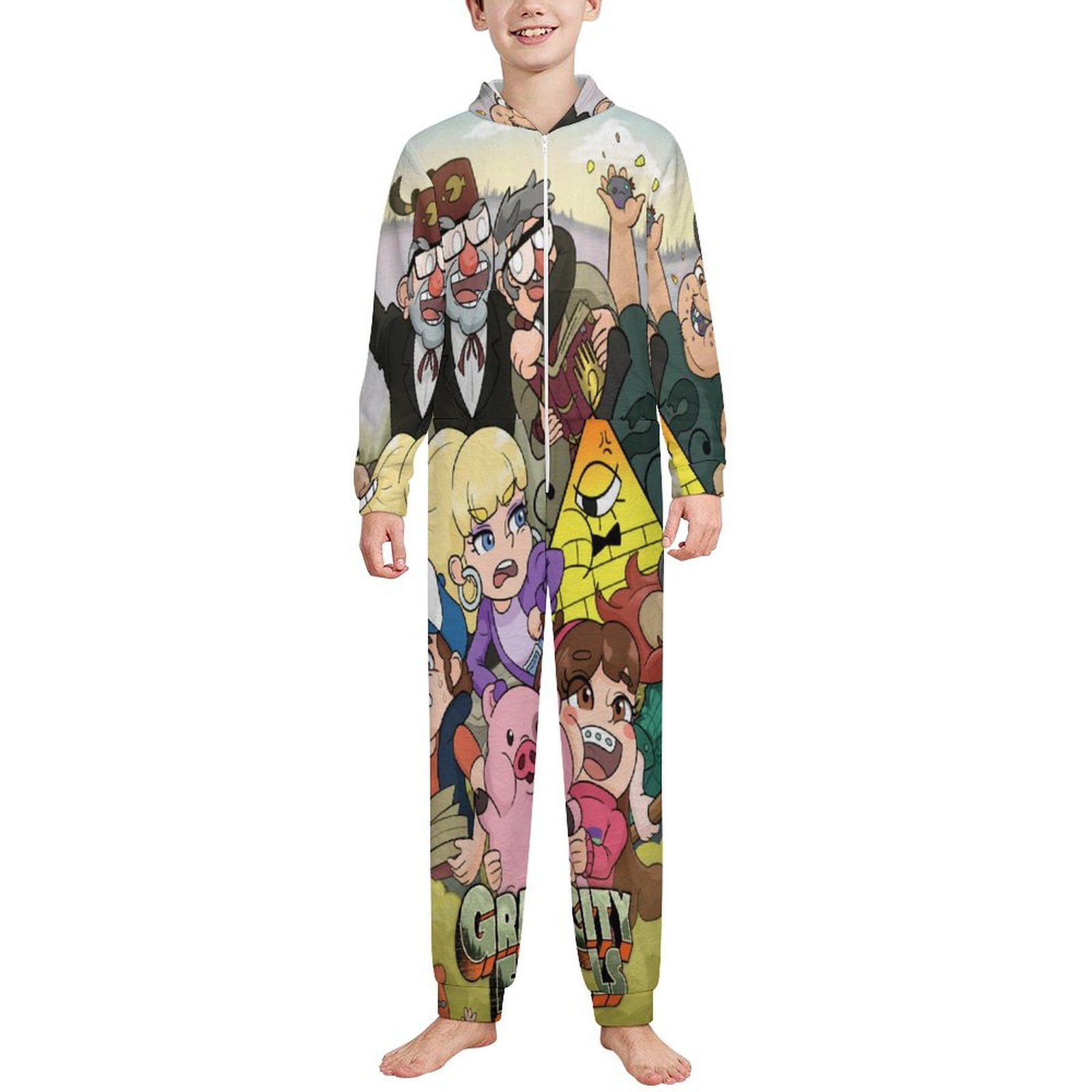 Gravity Falls Kids One Piece Pajama Hooded Union Suit PJs Sleepwear for ...