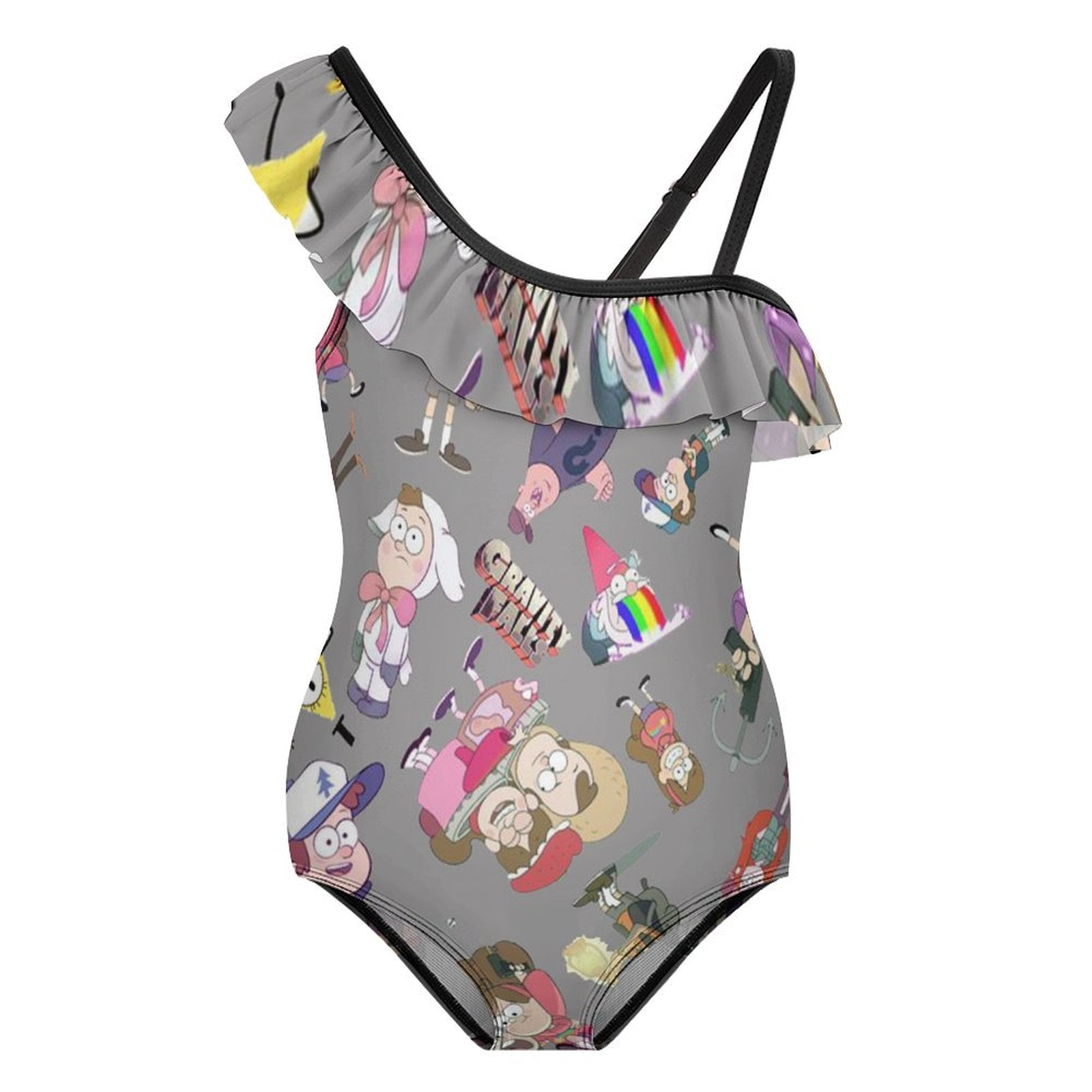 Gravity Falls Kids Swimsuit Swimwear Adjustable One Shoulder Ruffled ...