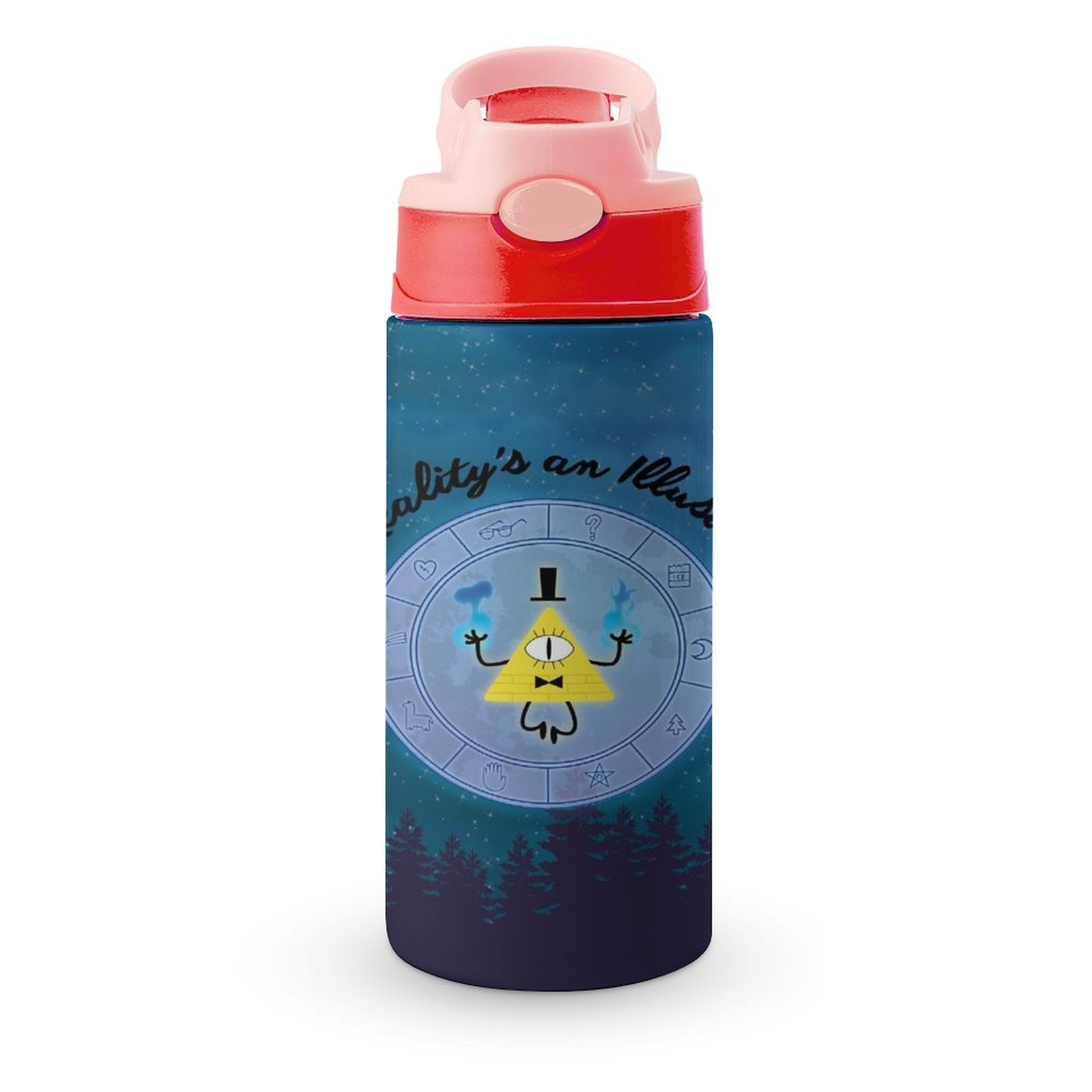 Gravity Fall Kids Water Bottle with Straw Lid Insulated Stainless Steel ...
