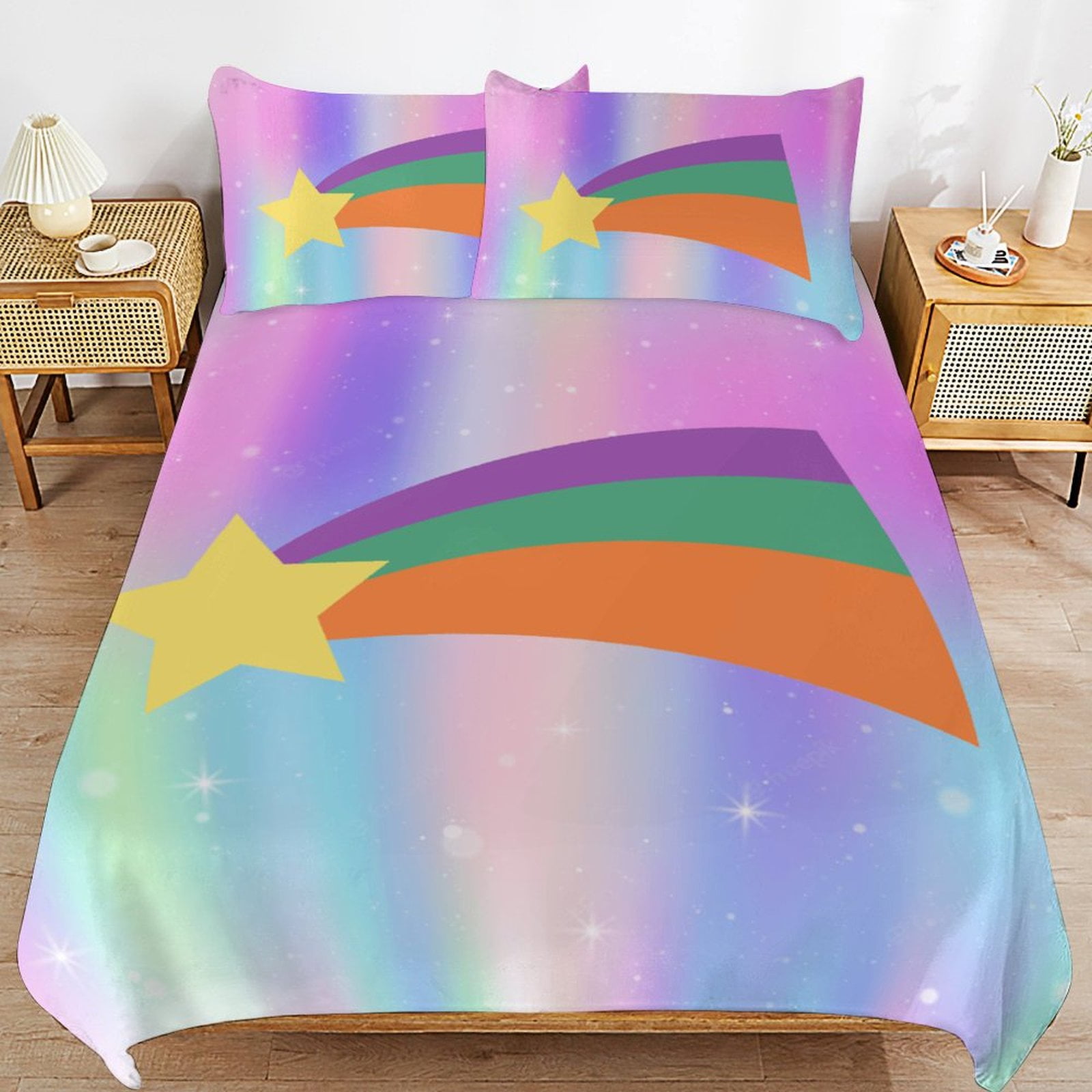 Gravity Falls Mabel Rainbow Star Bed Duvet Cover Microfiber Bedding ...