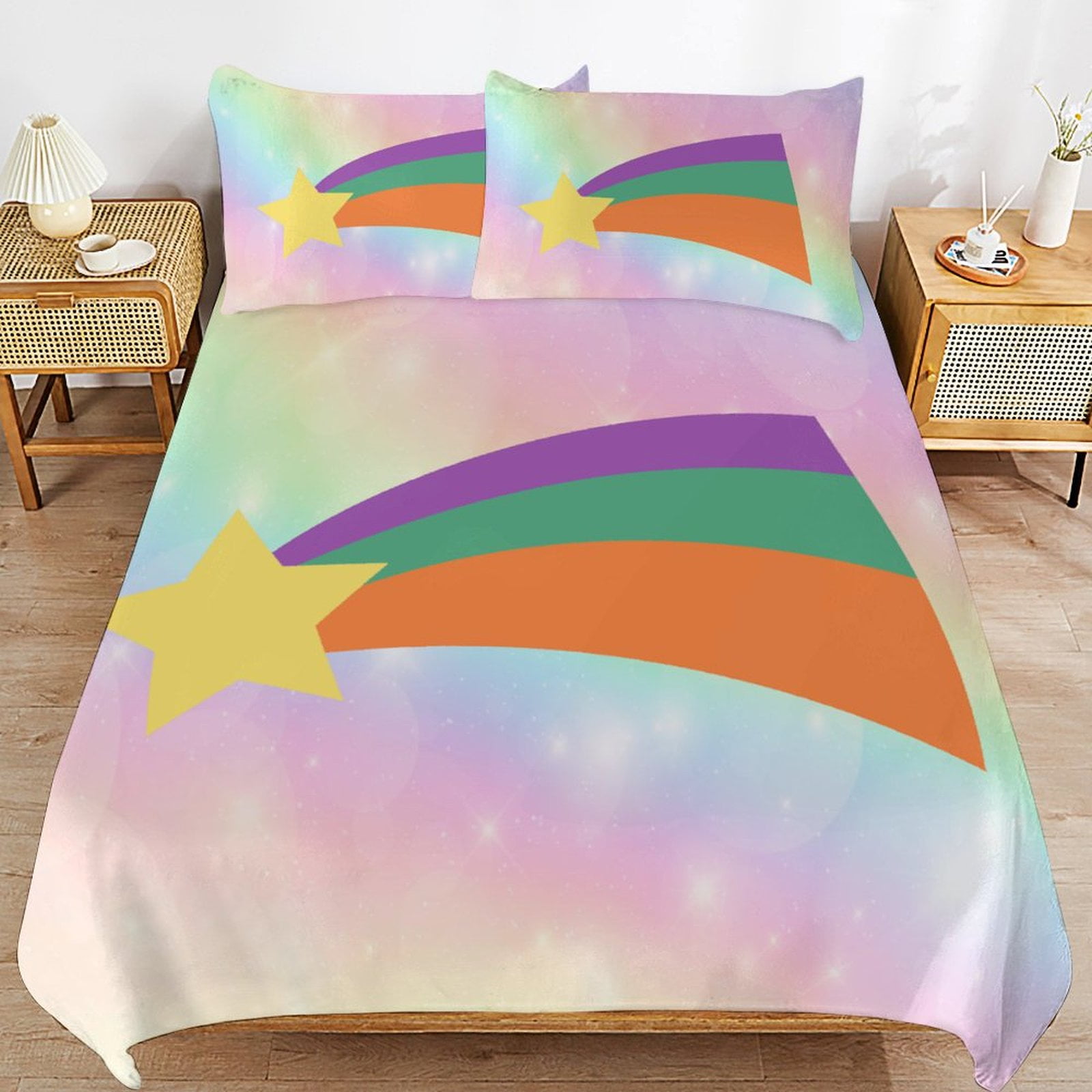 Gravity Falls Mabel Rainbow Star Bed Duvet Cover Microfiber Bedding ...