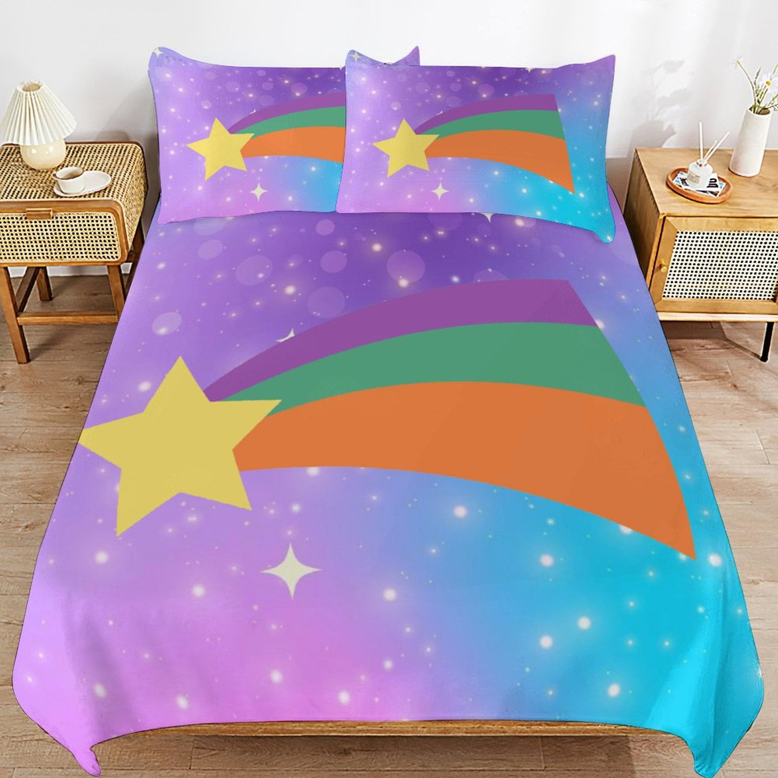 Gravity Falls Mabel Rainbow Star Bed Duvet Cover Microfiber Bedding ...