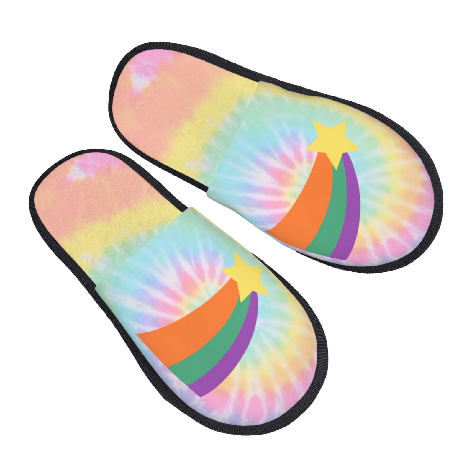 Gravity Falls Mabel Rainbow Star Furry Slippers For Men Women Fuzzy House Slippers Winter Anti ...